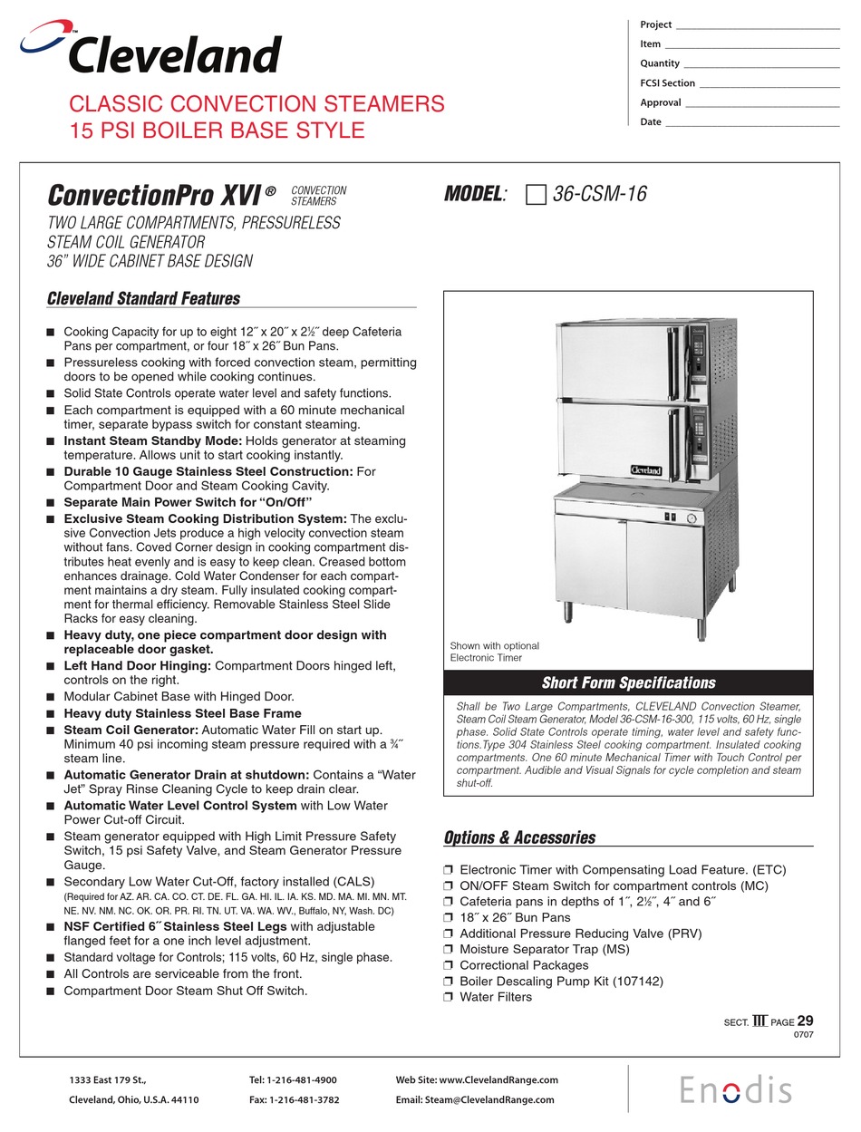 CLEVELAND 36-CSM-16 SPECIFICATIONS Pdf Download | ManualsLib