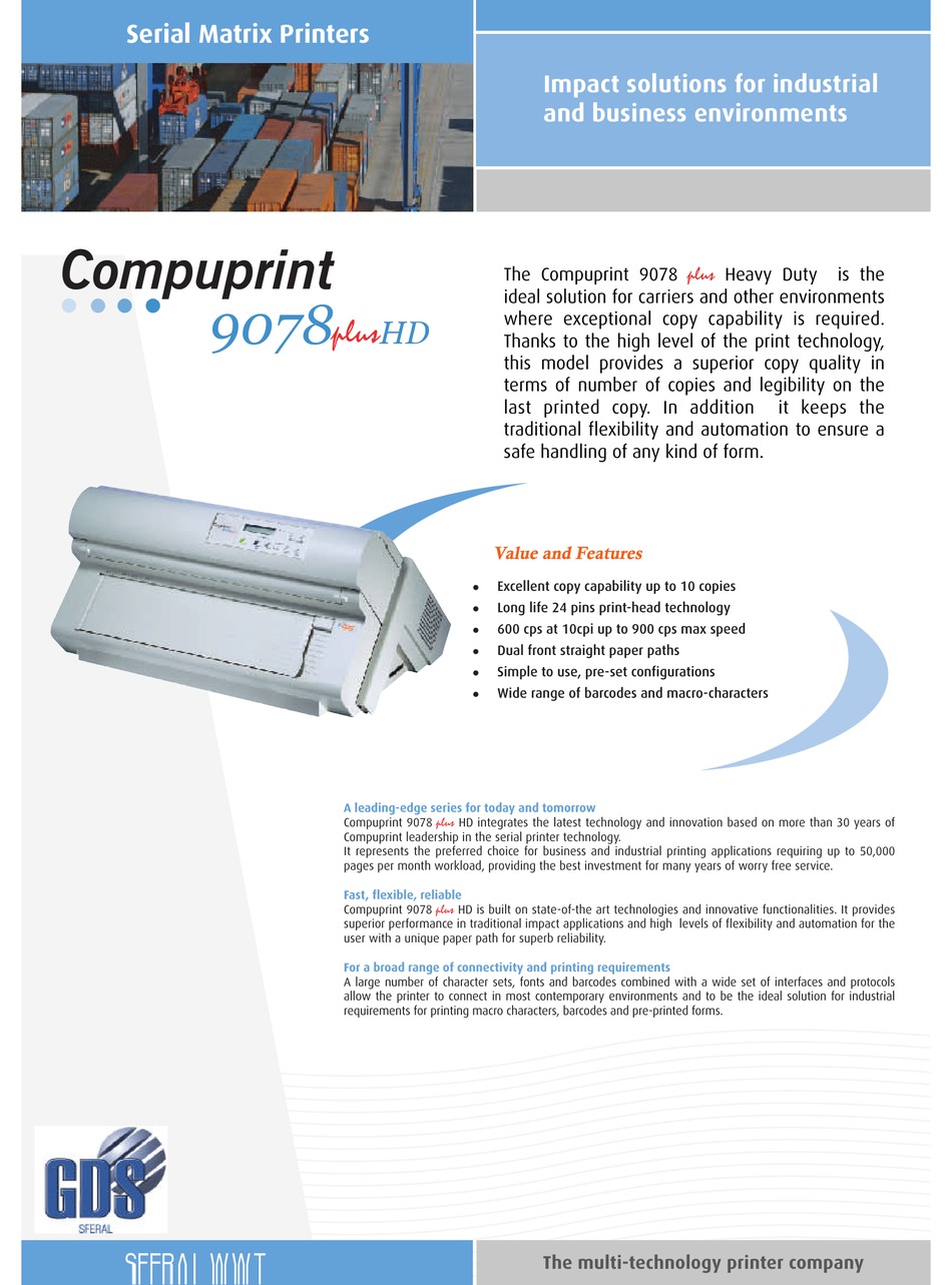 COMPUPRINT 9078 SPECIFICATIONS Pdf Download | ManualsLib