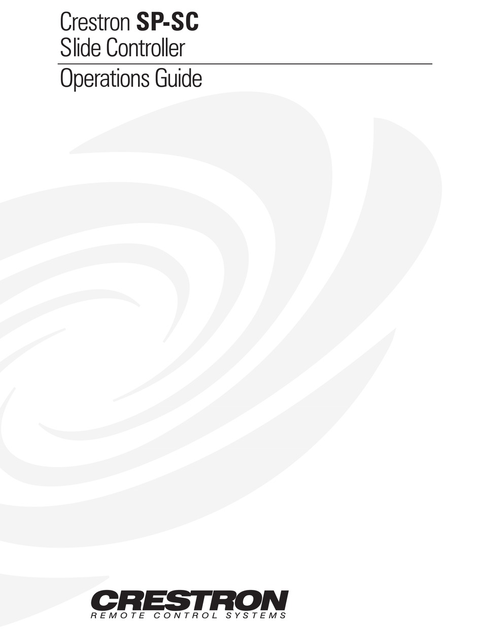 CRESTRON SP-SC CONTROLLER OPERATION MANUAL | ManualsLib