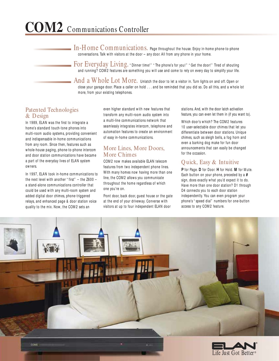 ELAN COM2 CONTROLLER SPECIFICATIONS | ManualsLib