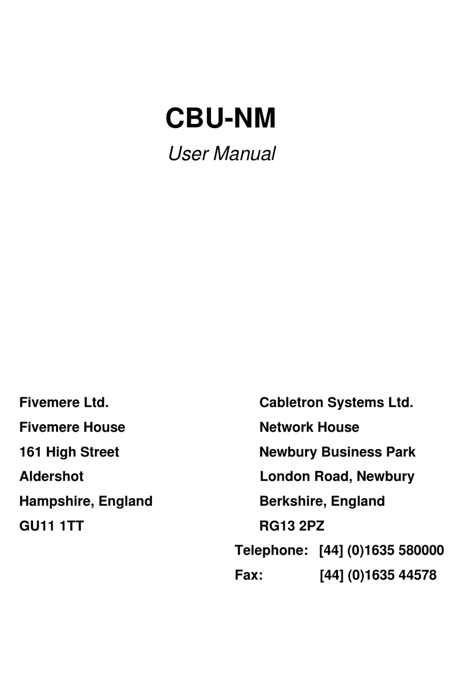 CABLETRON SYSTEMS CBU-NM USER MANUAL Pdf Download | ManualsLib