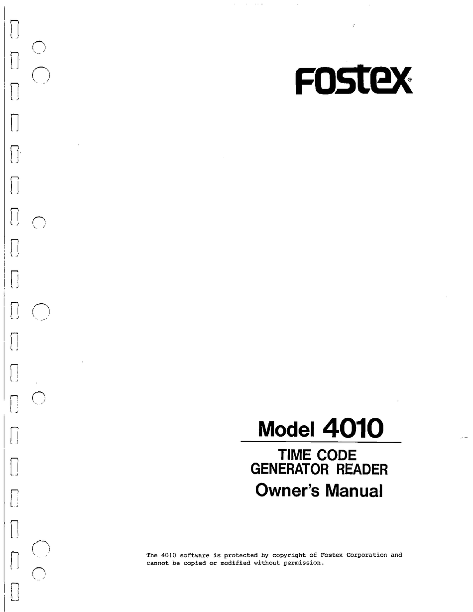FOSTEX 4010 OWNER'S MANUAL Pdf Download | ManualsLib