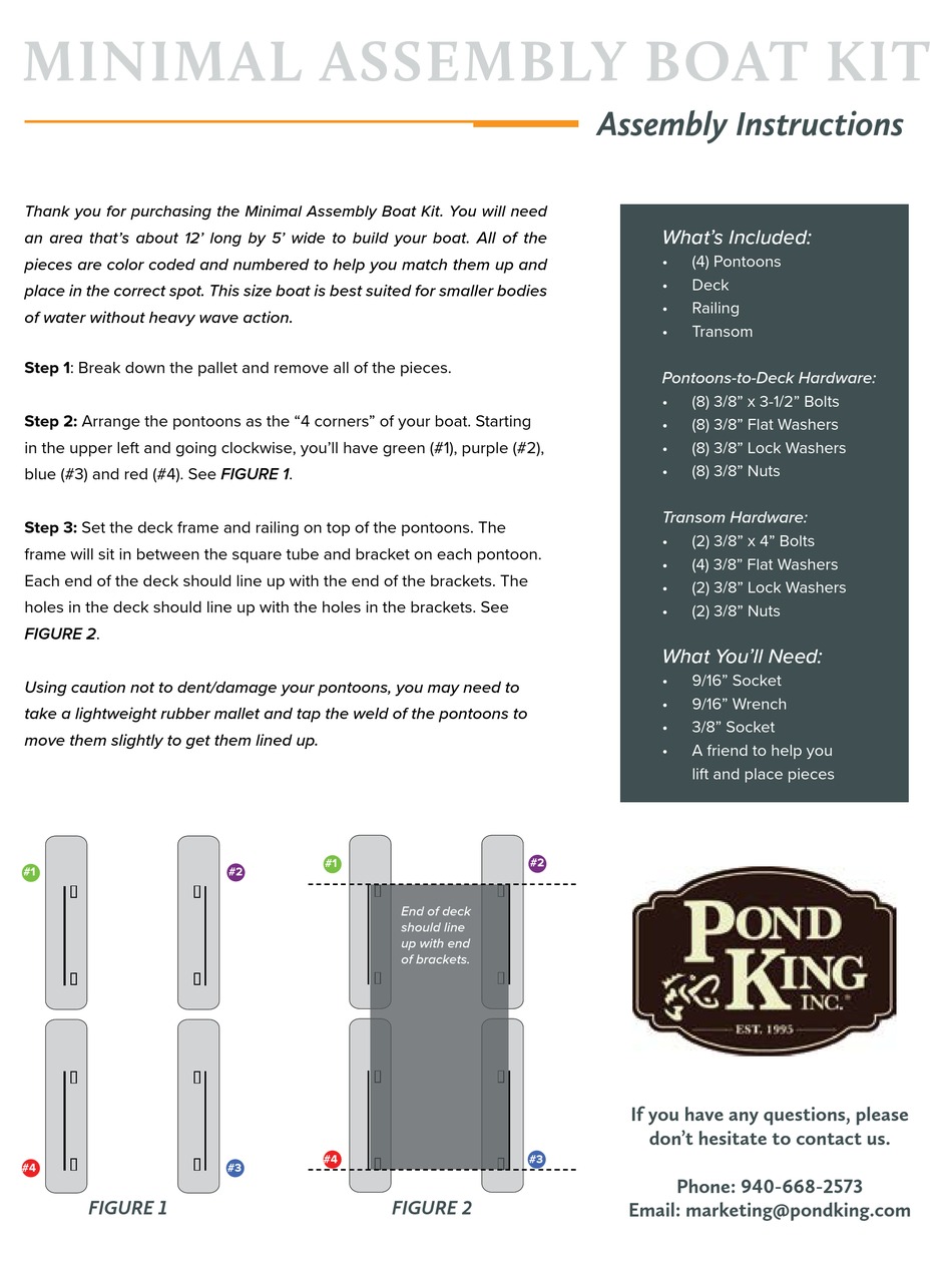 POND KING MINIMAL ASSEMBLY BOAT KIT ASSEMBLY INSTRUCTIONS Pdf Download ...