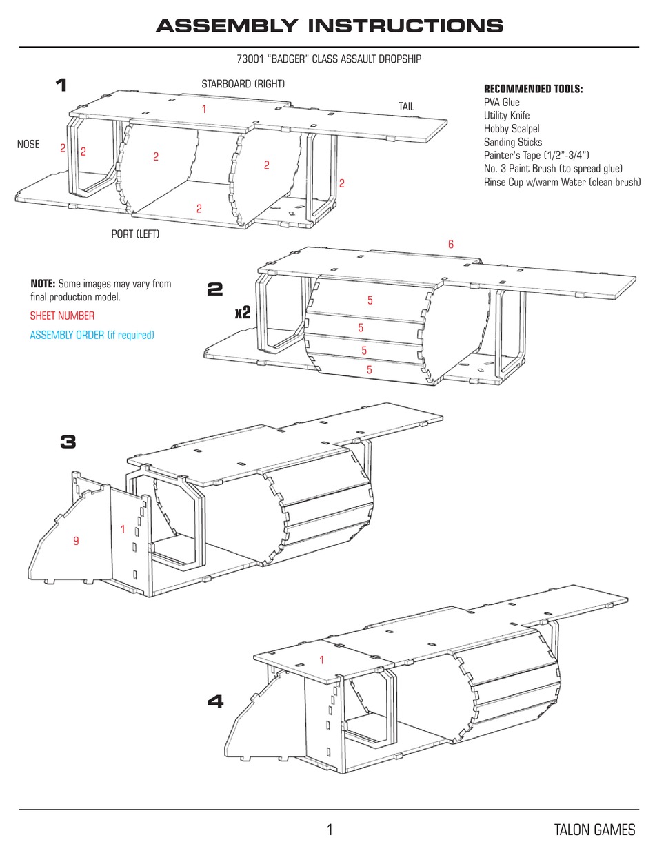 TALON BADGER CLASS ASSAULT DROPSHIP ASSEMBLY INSTRUCTIONS MANUAL Pdf ...