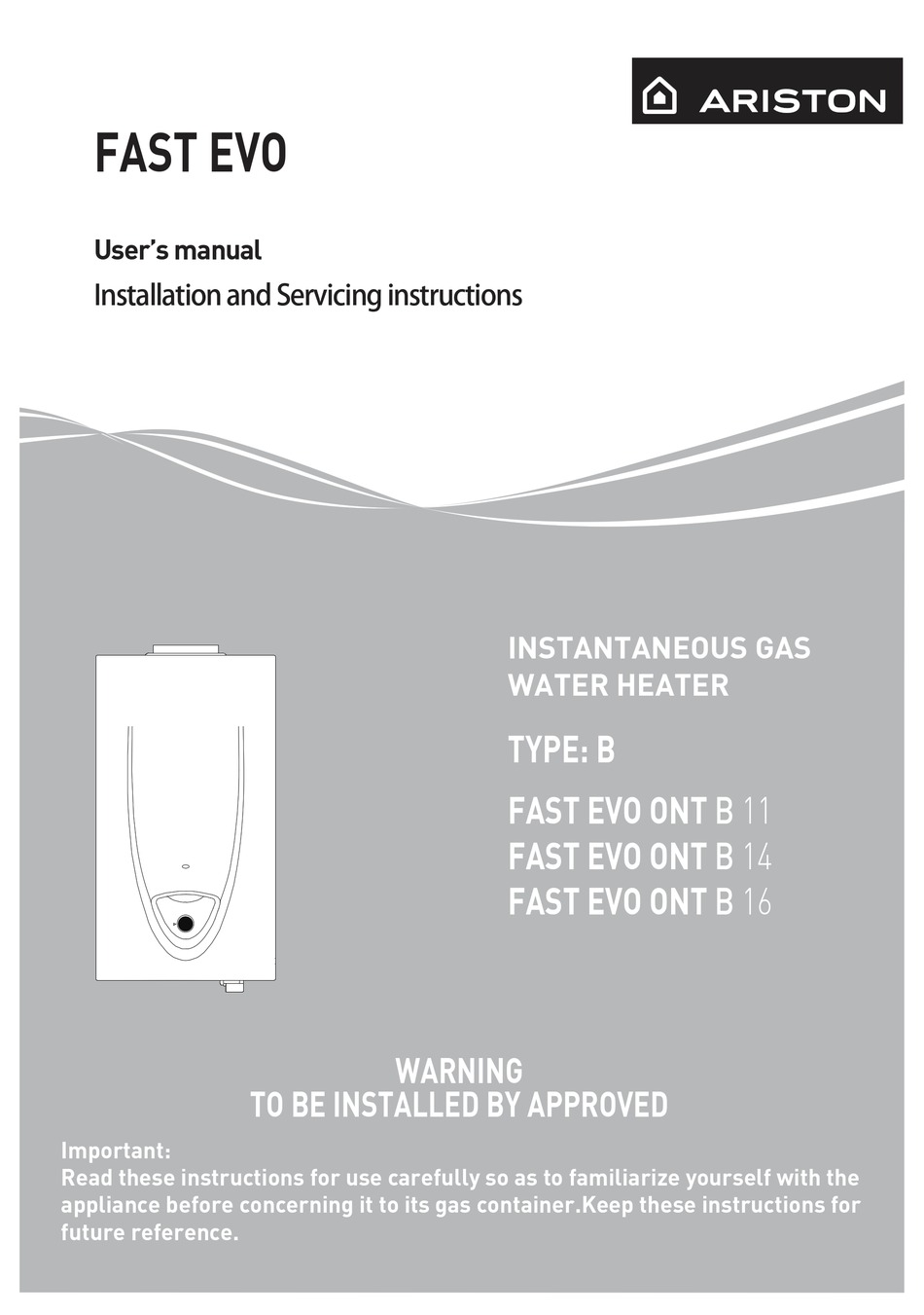 ARISTON FAST EVO USER MANUAL Pdf Download | ManualsLib