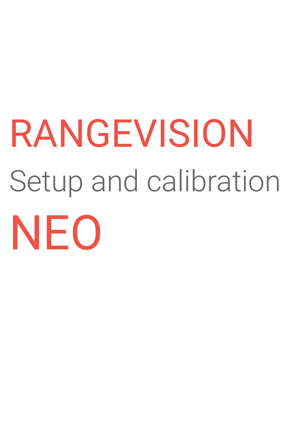 RANGEVISION NEO SETUP AND CALIBRATION Pdf Download | ManualsLib