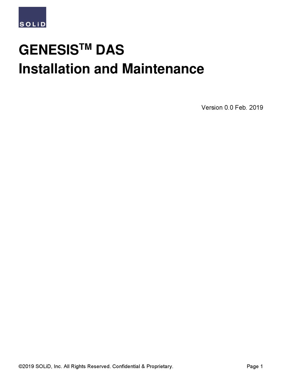 SOLID GENESIS DAS INSTALLATION AND MAINTENANCE MANUAL Pdf Download ...