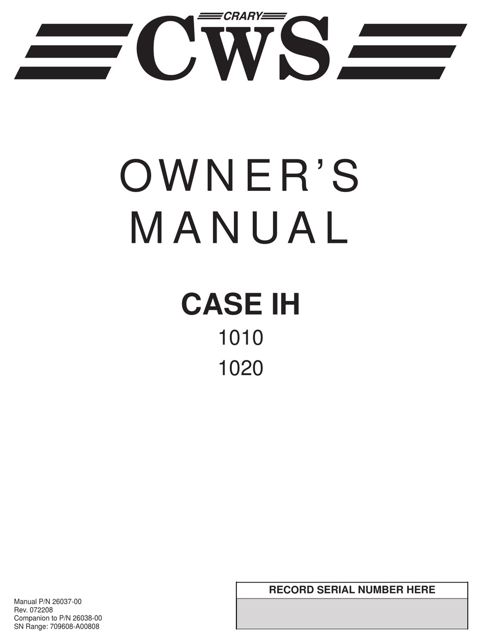 CRARY CASE IH CWS 1010 OWNER'S MANUAL Pdf Download | ManualsLib