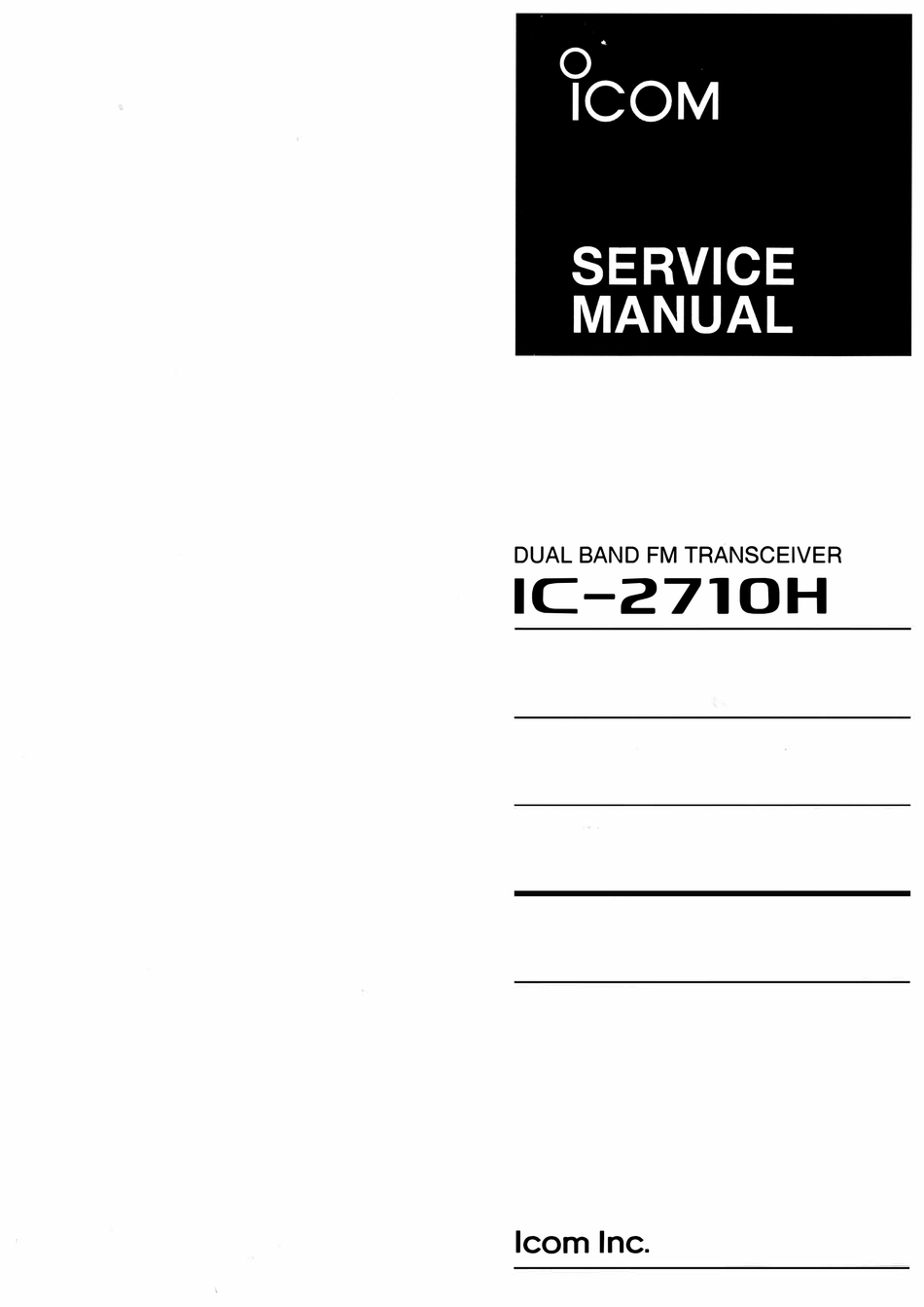 ICOM IC 2710H SERVICE MANUAL Pdf Download ManualsLib