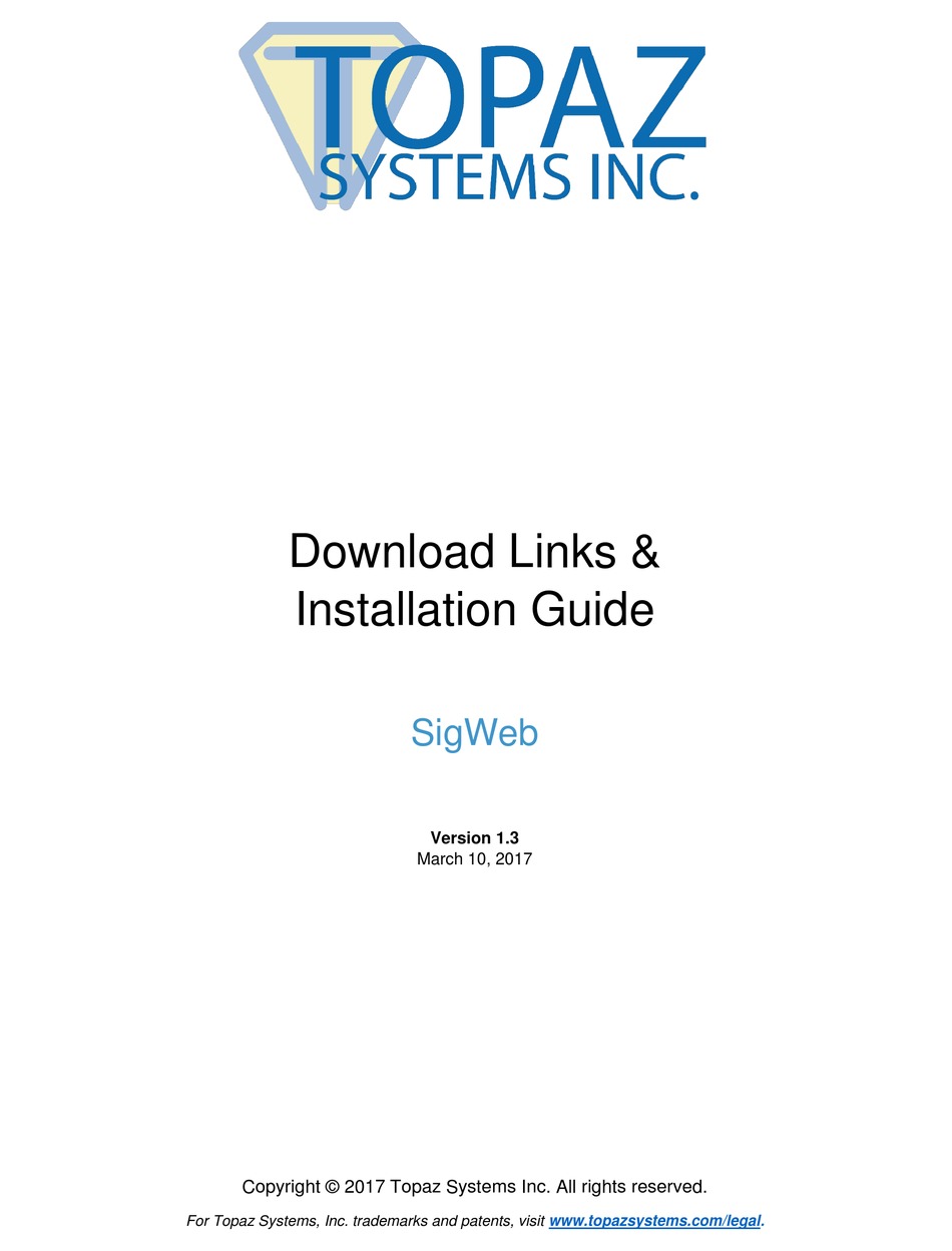 TOPAZ SYSTEMS SIGWEB DOWNLOAD LINKS & INSTALLATION MANUAL Pdf Download ...
