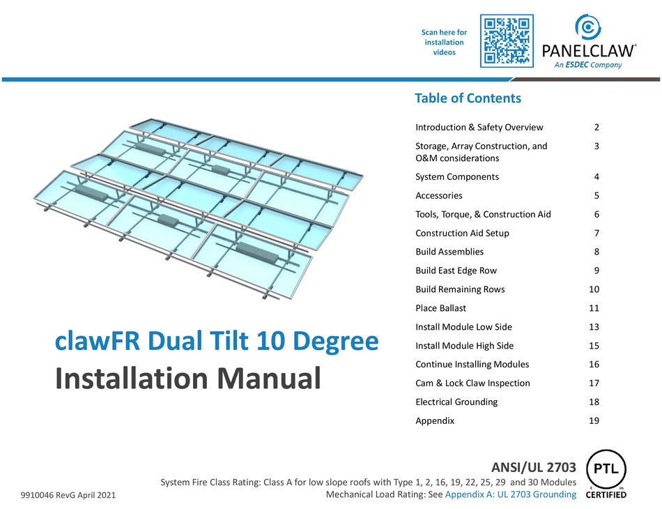 ESDEC PANELCLAW CLAWFR DUAL INSTALLATION MANUAL Pdf Download | ManualsLib