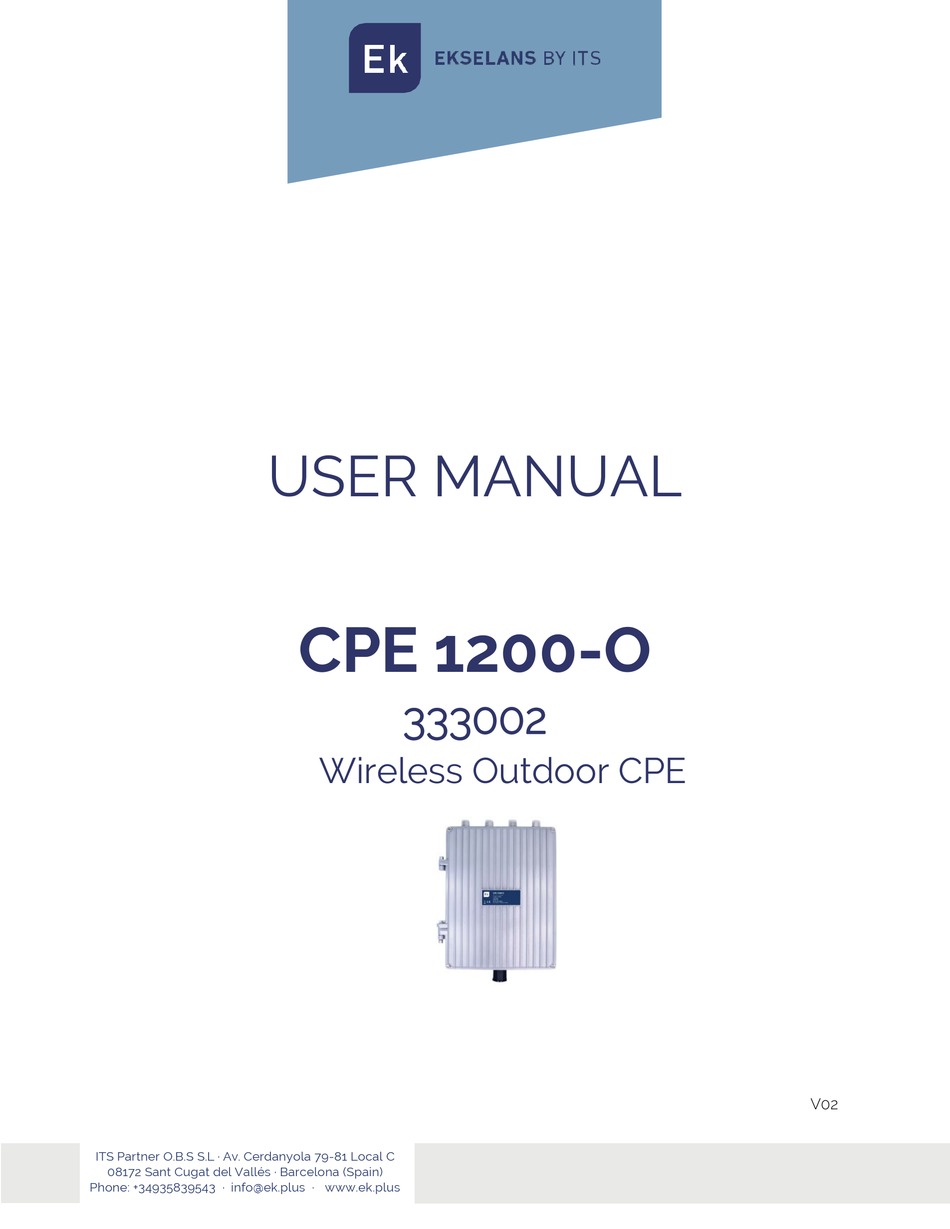 ITS TELECOM EKSELANS CPE 1200-O USER MANUAL Pdf Download | ManualsLib