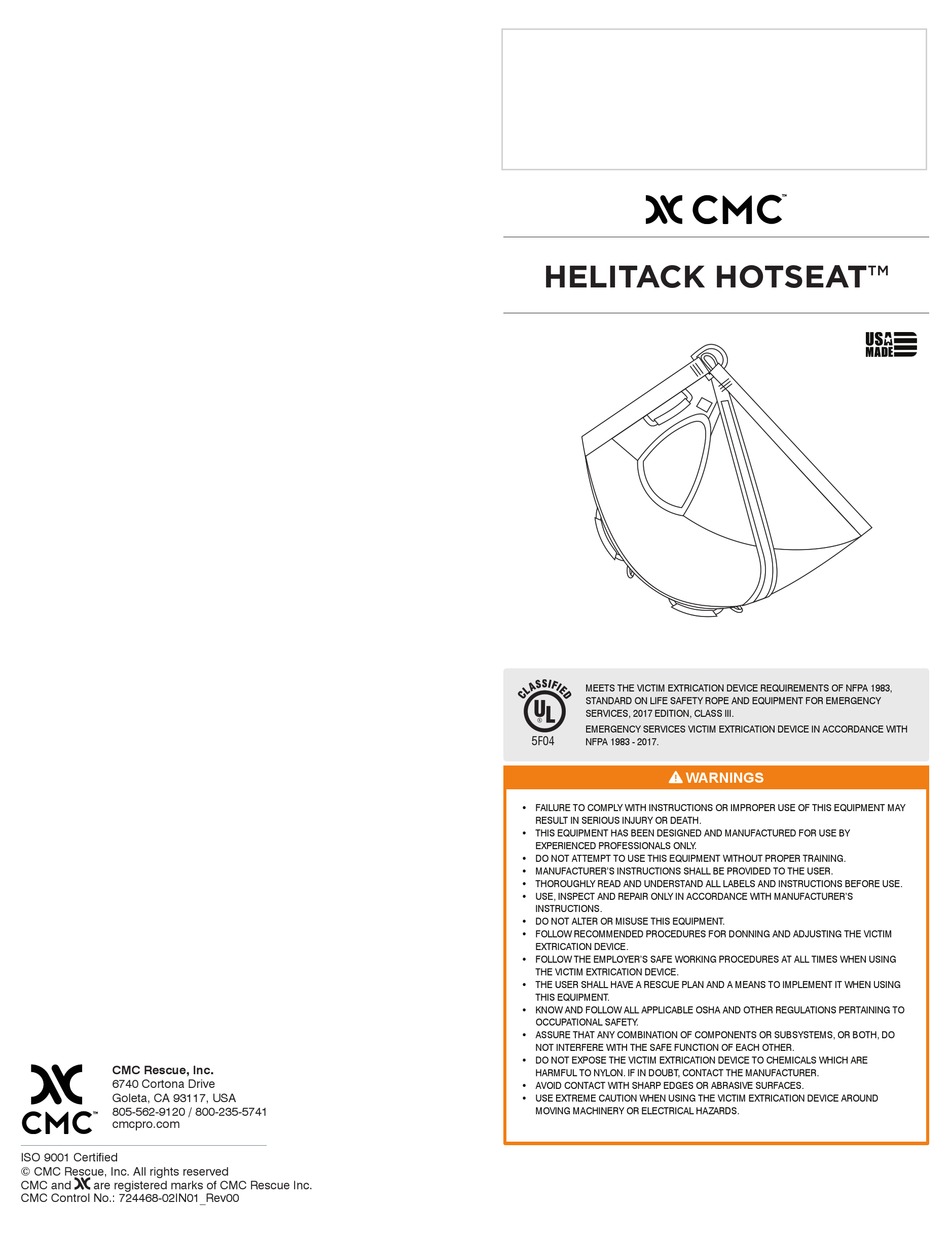 CMC HELITACK HOTSEAT MANUAL Pdf Download | ManualsLib