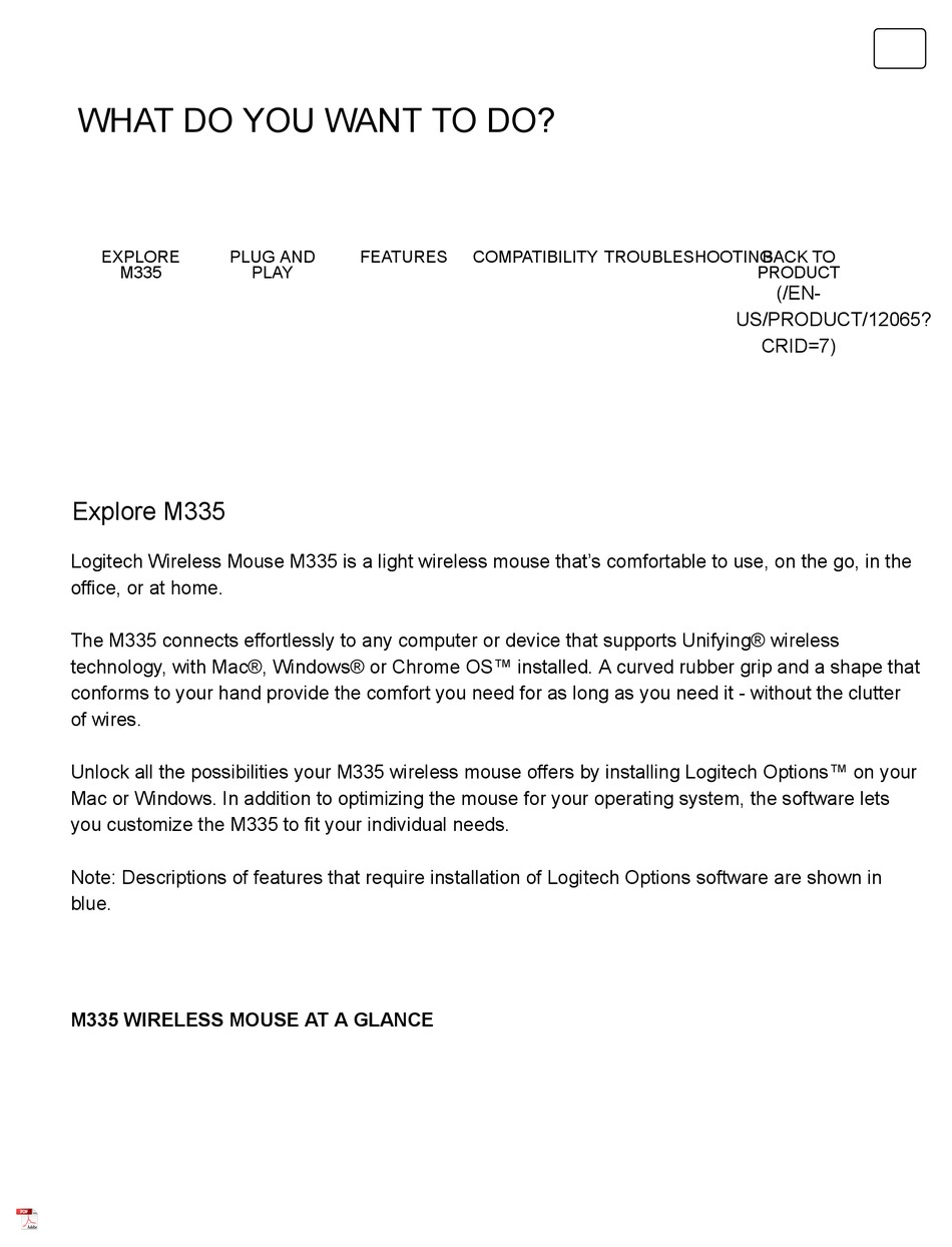 Logitech M335 Quick Start Manual Pdf Download Manualslib