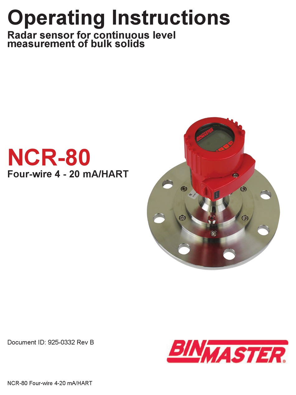 BINMASTER NCR-80 OPERATING INSTRUCTIONS MANUAL Pdf Download | ManualsLib