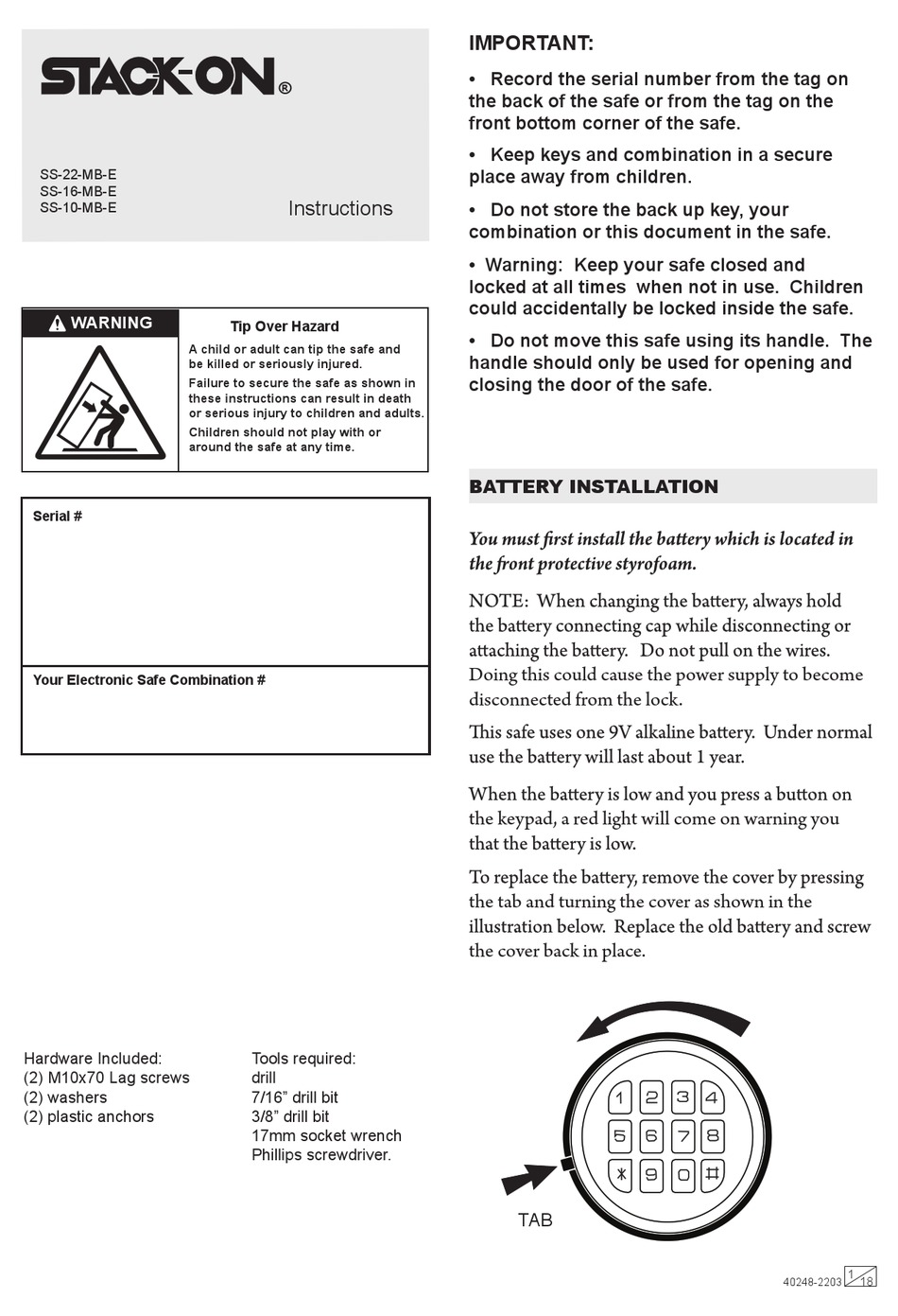 STACK ON SS 22 MB E INSTRUCTIONS MANUAL Pdf Download ManualsLib STACK ON SS 22 MB E INSTRUCTIONS MANUAL Pdf Download ManualsLib