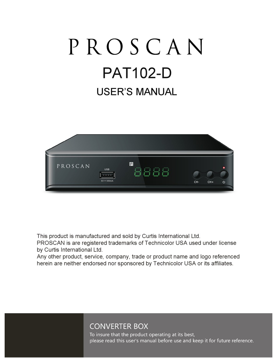 Proscan Pat102 D User Manual Pdf Download Manualslib