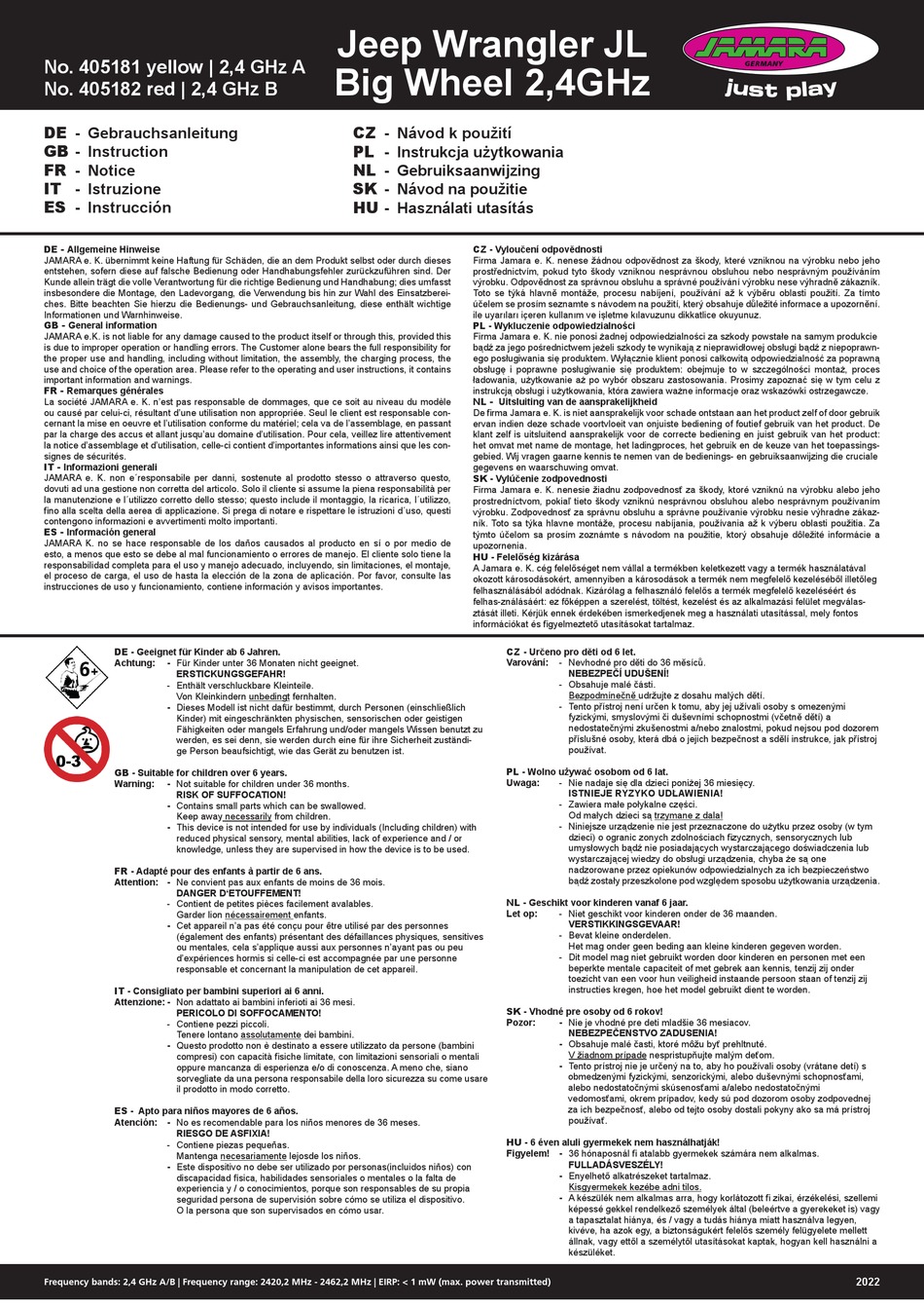 JAMARA 405181 INSTRUCTION MANUAL Pdf Download | ManualsLib