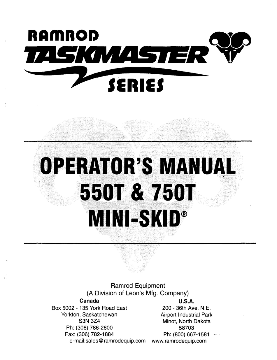 RAMROD MINI SKID TASKMASTER SERIES OPERATOR'S MANUAL Pdf Download ...