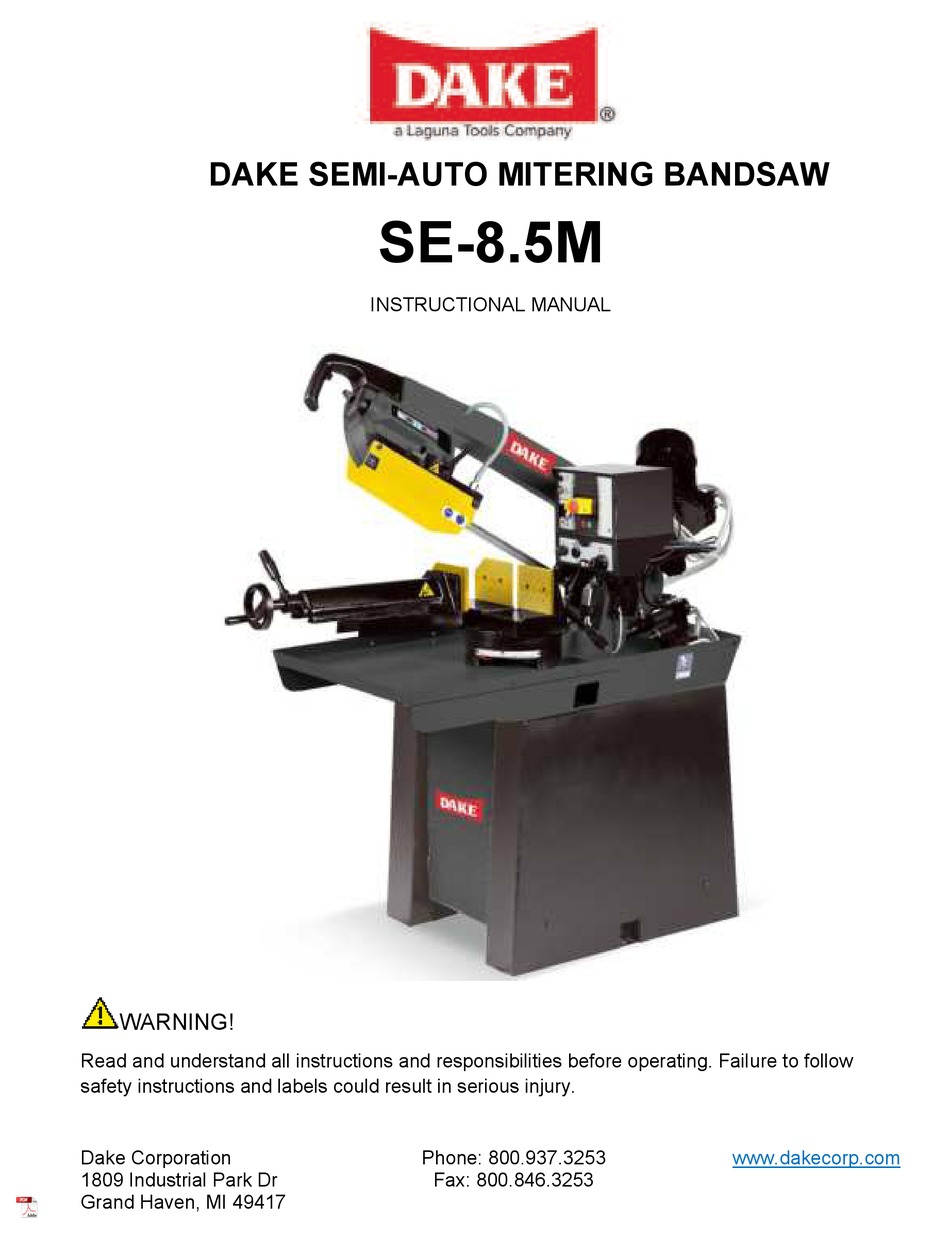 DAKE SE-8.5M INSTRUCTIONAL MANUAL Pdf Download | ManualsLib