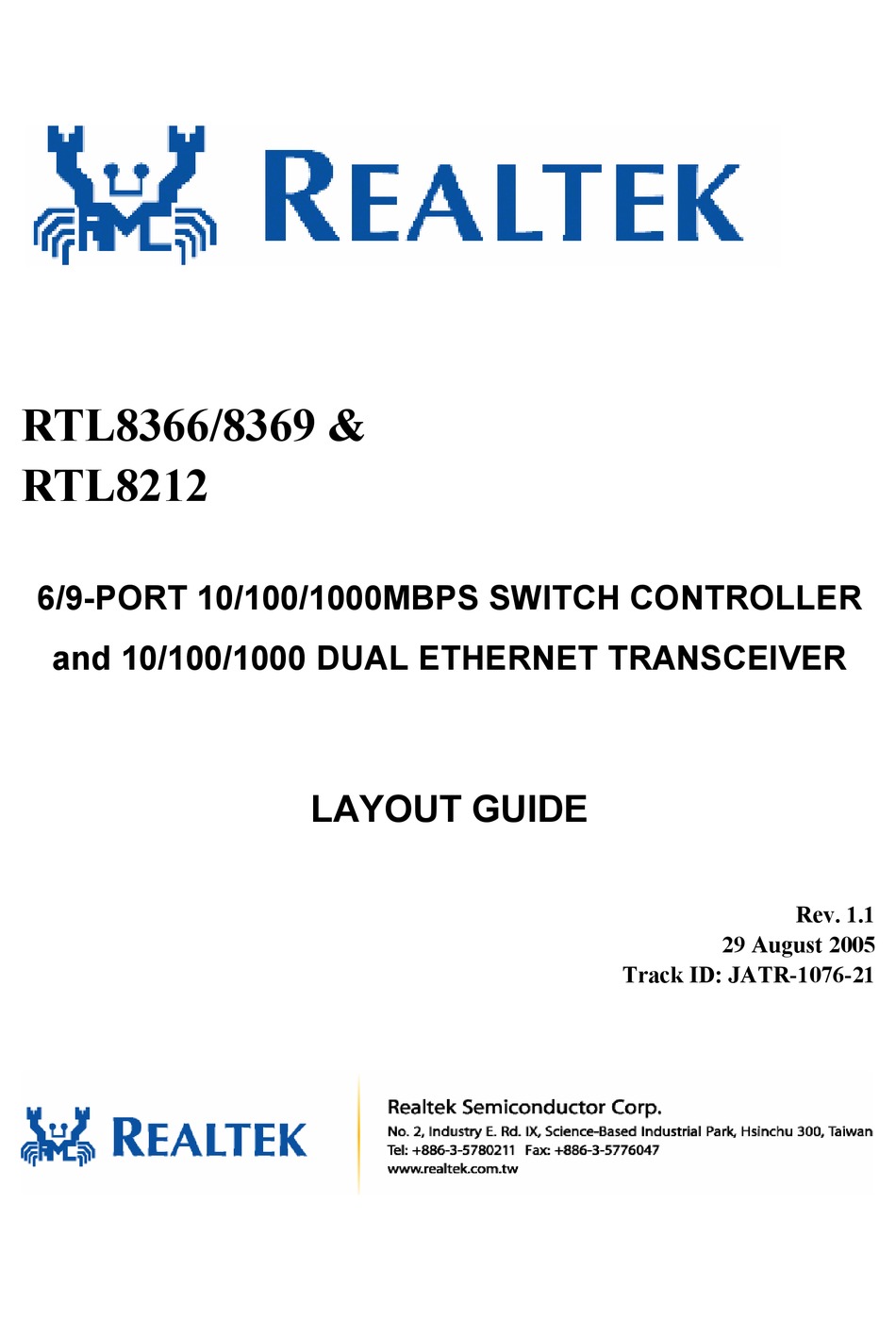 REALTEK RTL8366 LAYOUT MANUAL Pdf Download | ManualsLib