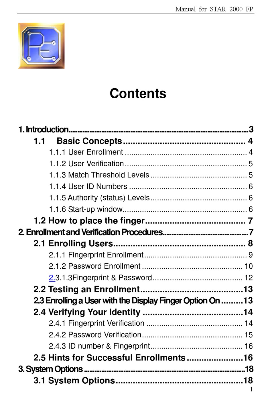 PE 2000 FP USER MANUAL Pdf Download | ManualsLib