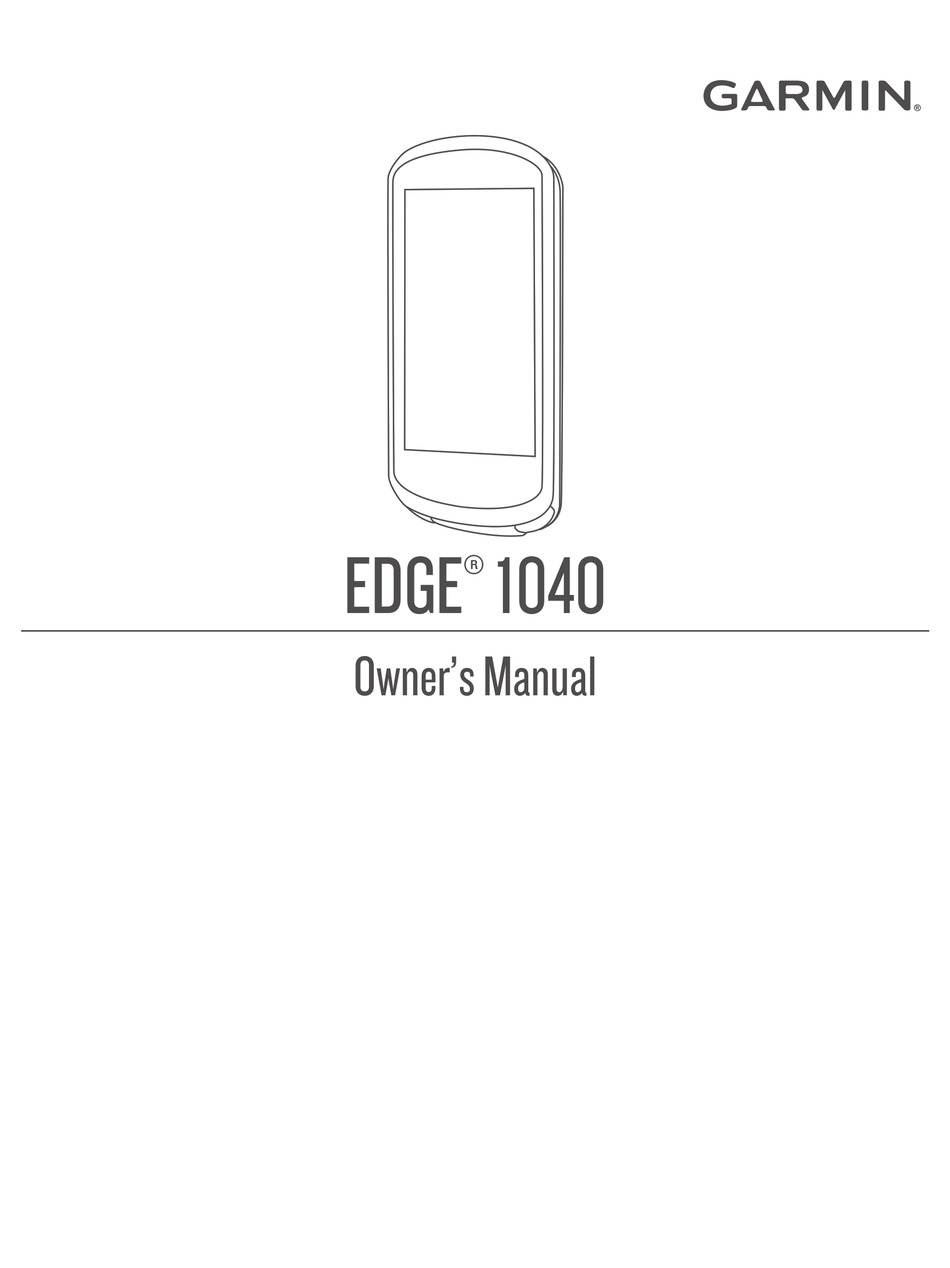 Garmin Edge 1040 Owners Manual Pdf Download Manualslib