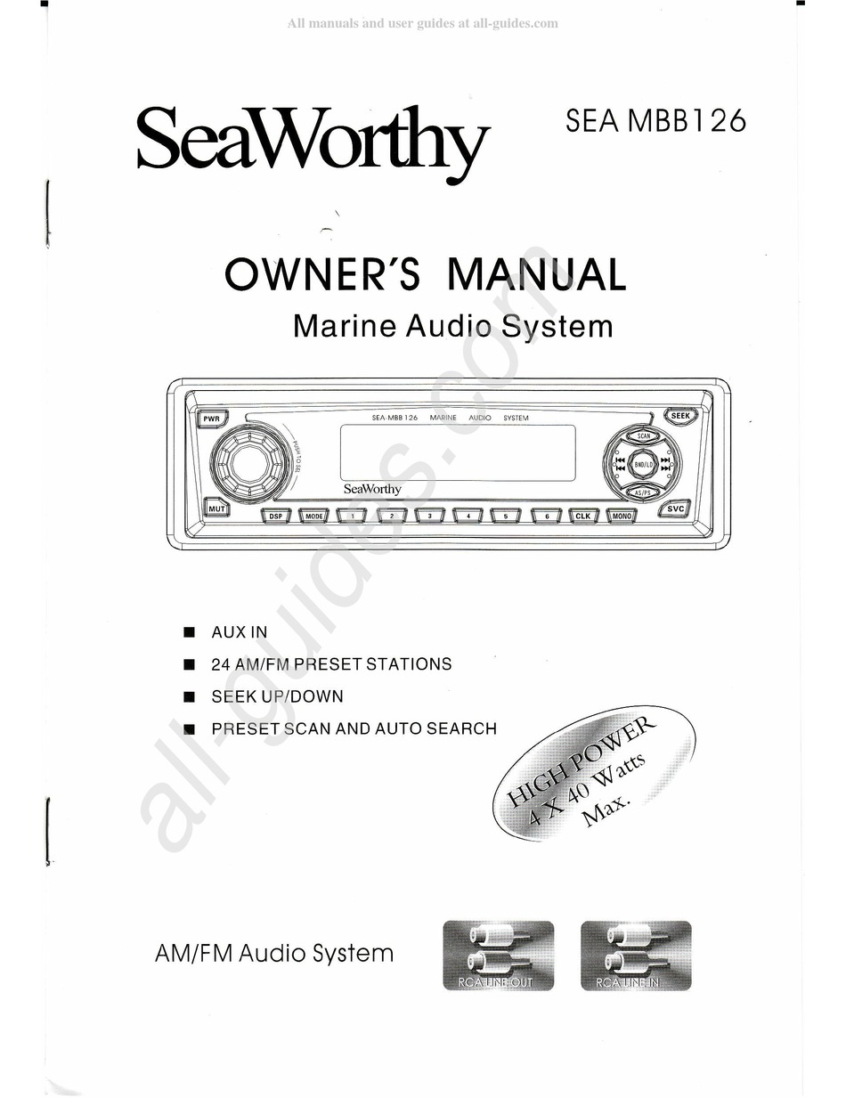 SEAWORTHY SEA MBB126 OWNER'S MANUAL Pdf Download | ManualsLib