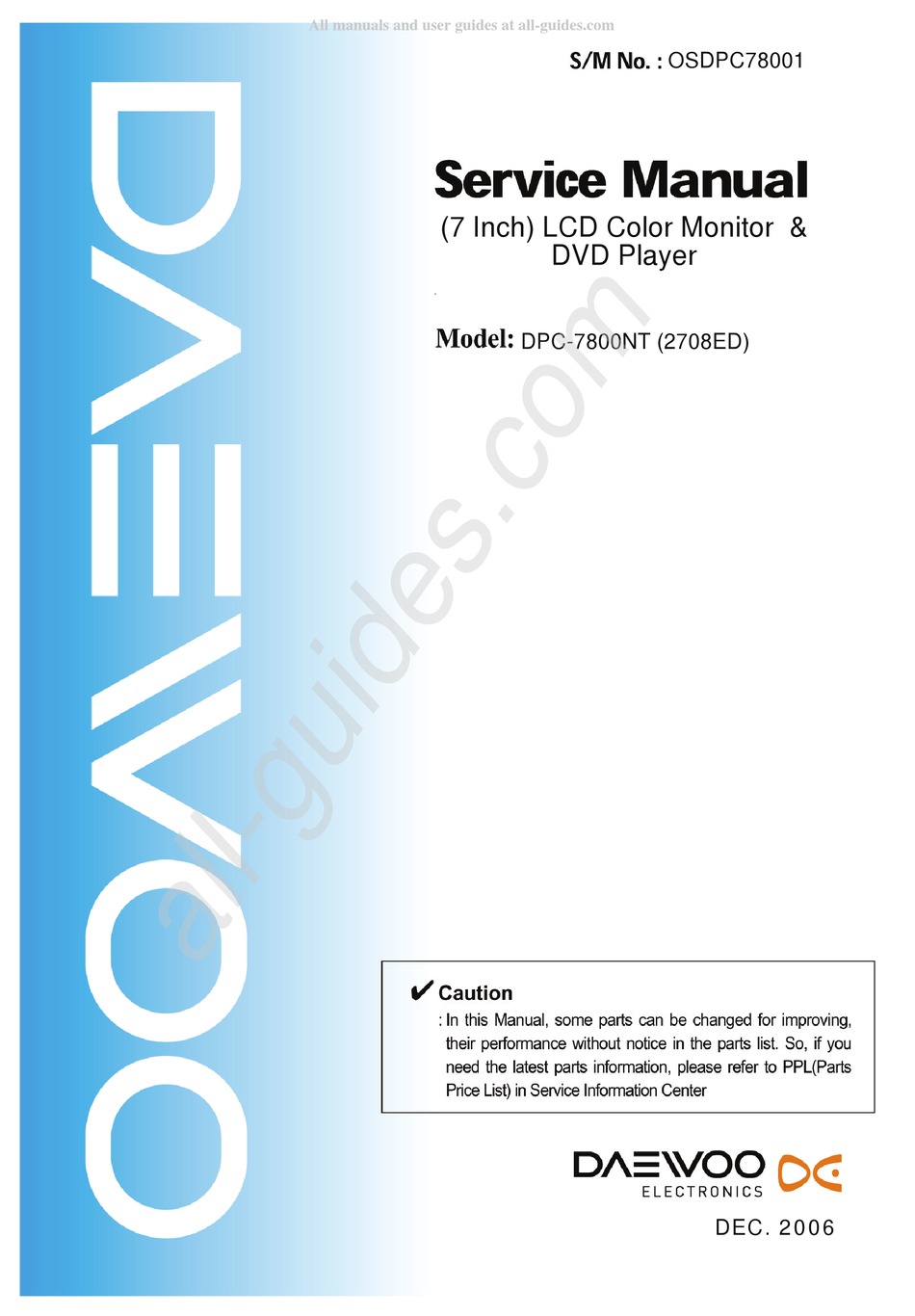 DAEWOO DPC-7800NT SERVICE MANUAL Pdf Download | ManualsLib