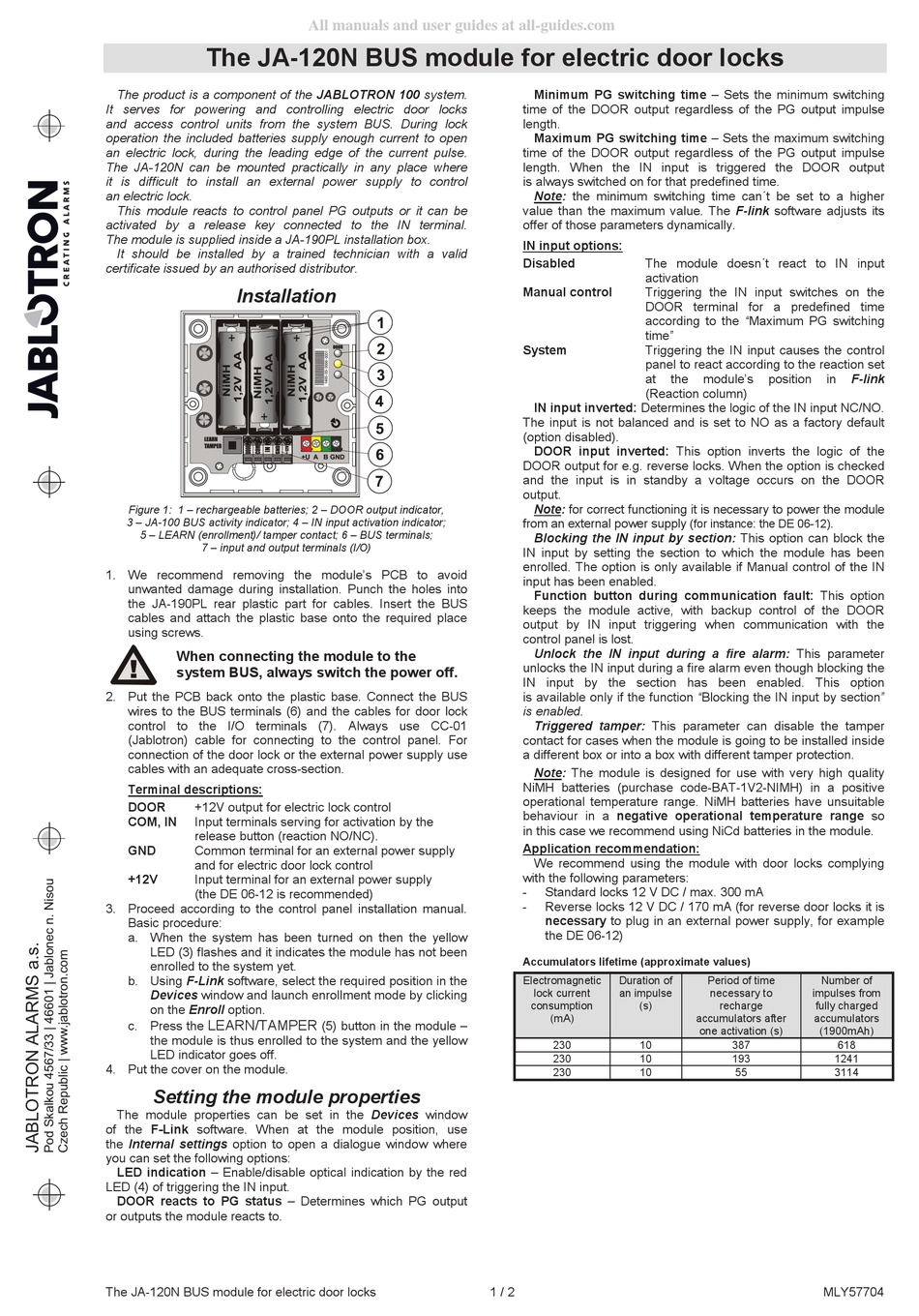 JABLOTRON JA-120N QUICK START MANUAL Pdf Download | ManualsLib