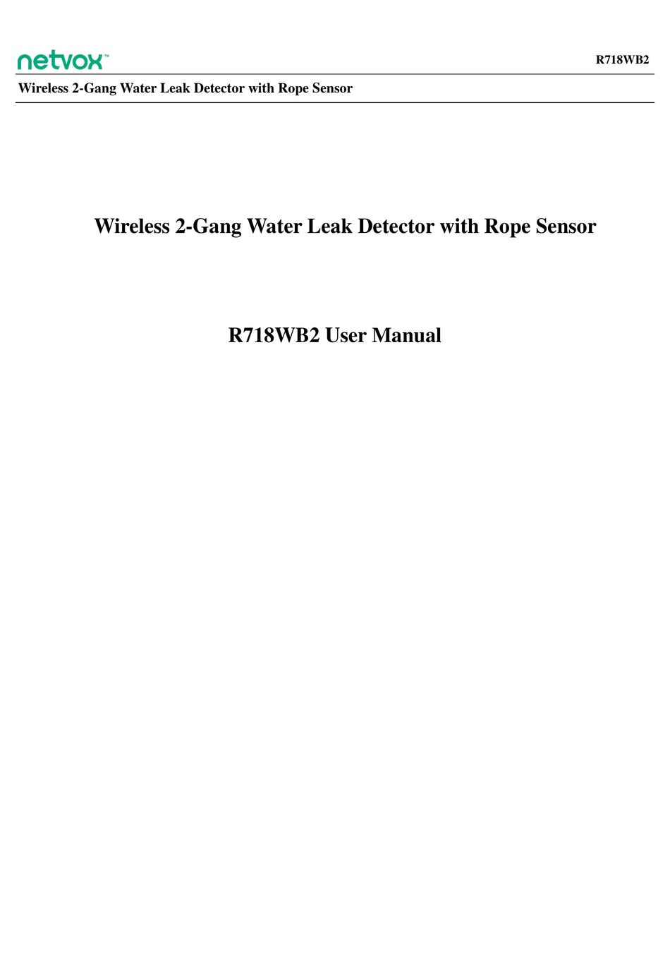 NETVOX R718WB2 USER MANUAL Pdf Download | ManualsLib