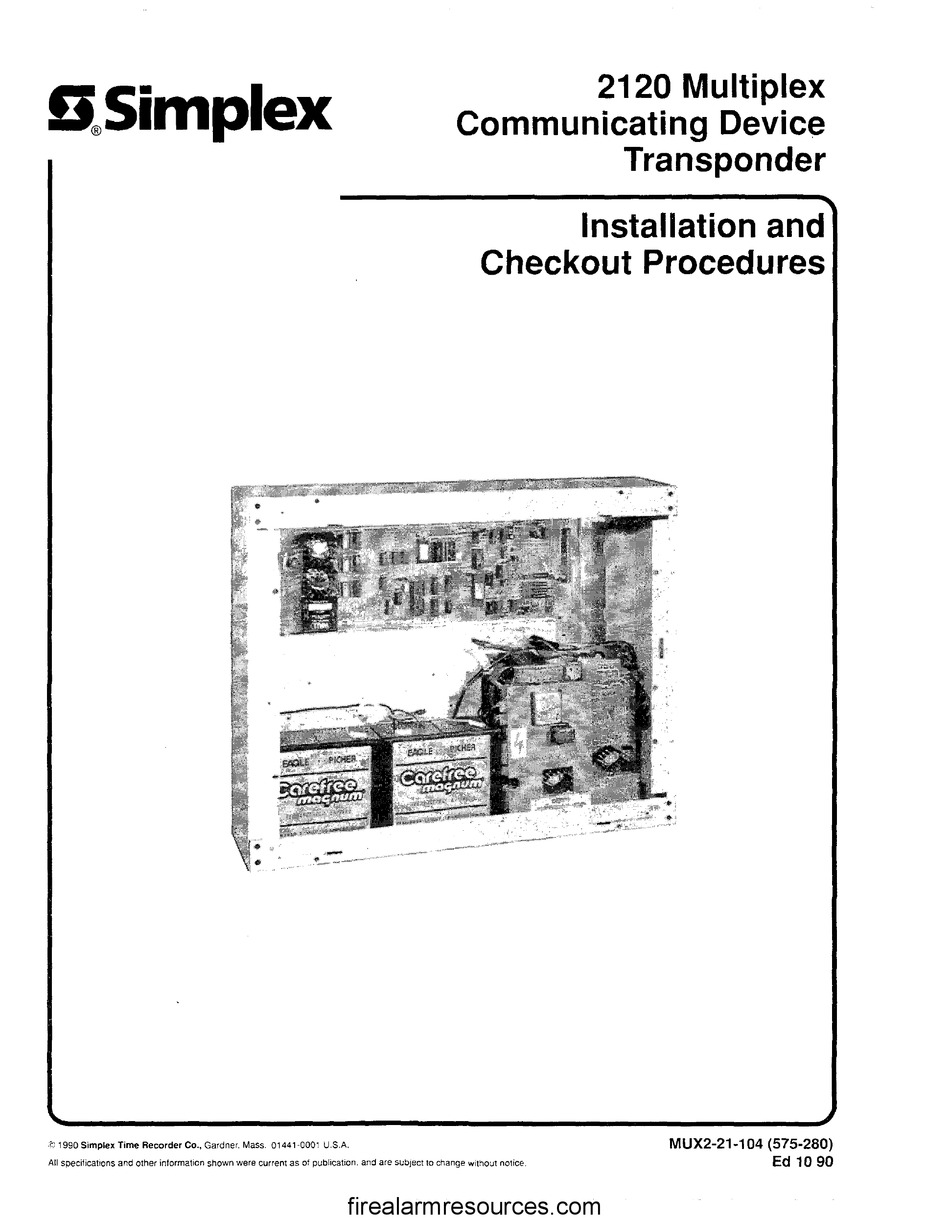 SIMPLEX 2120 INSTALLATION AND CHECKOUT MANUAL Pdf Download | ManualsLib