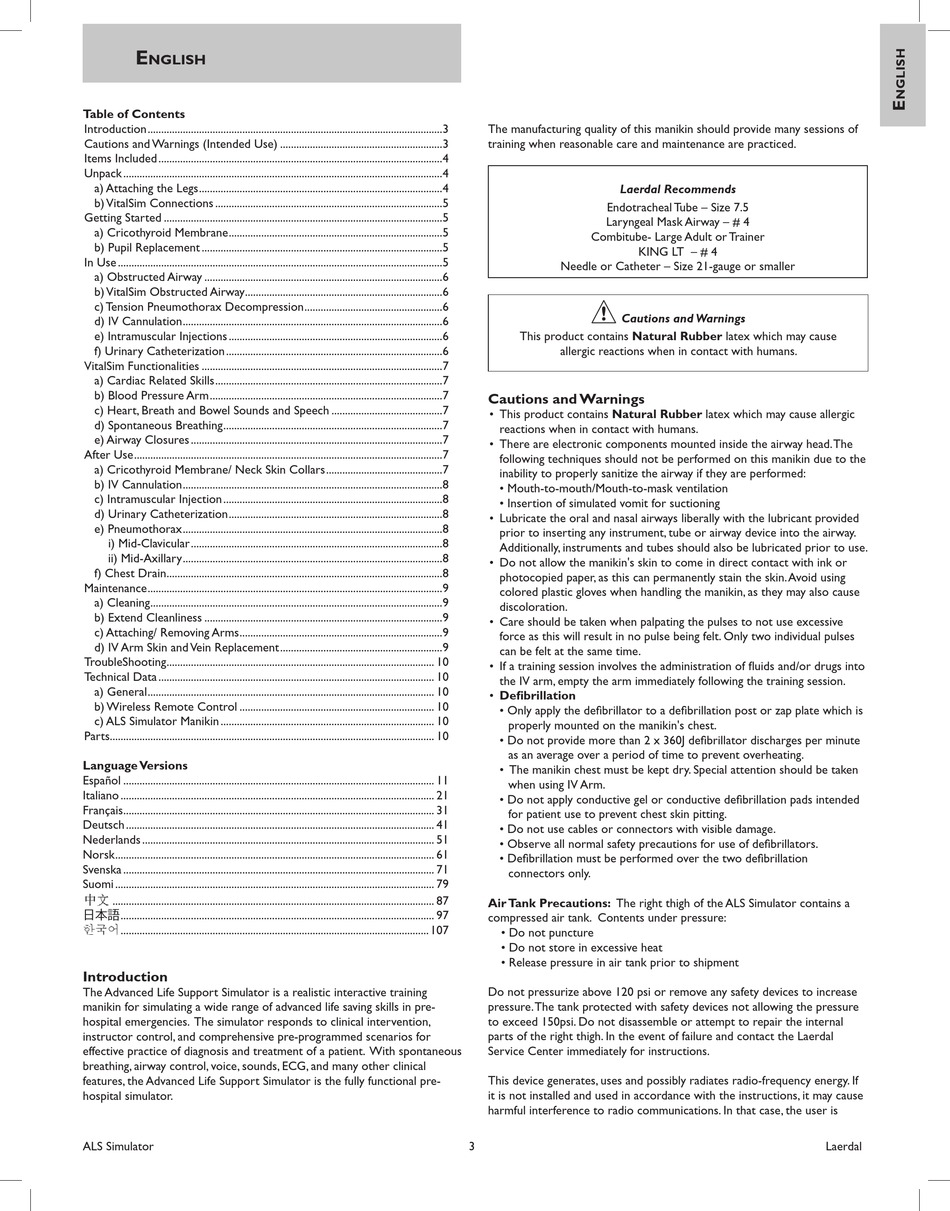 LAERDAL ALS SIMULATOR MANUAL Pdf Download | ManualsLib