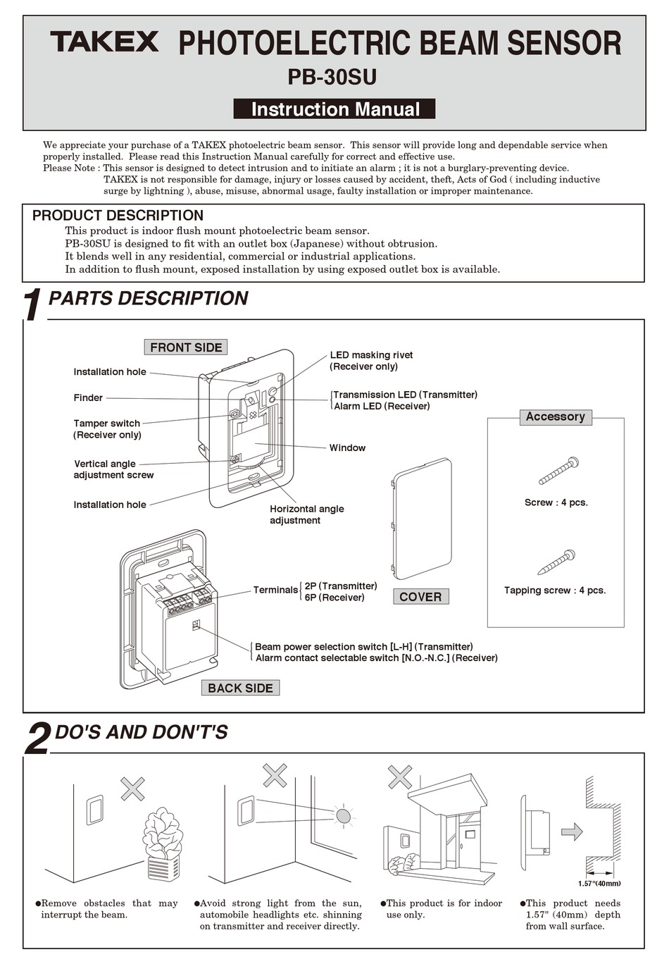 TAKEX PB-30SU INSTRUCTION MANUAL Pdf Download | ManualsLib