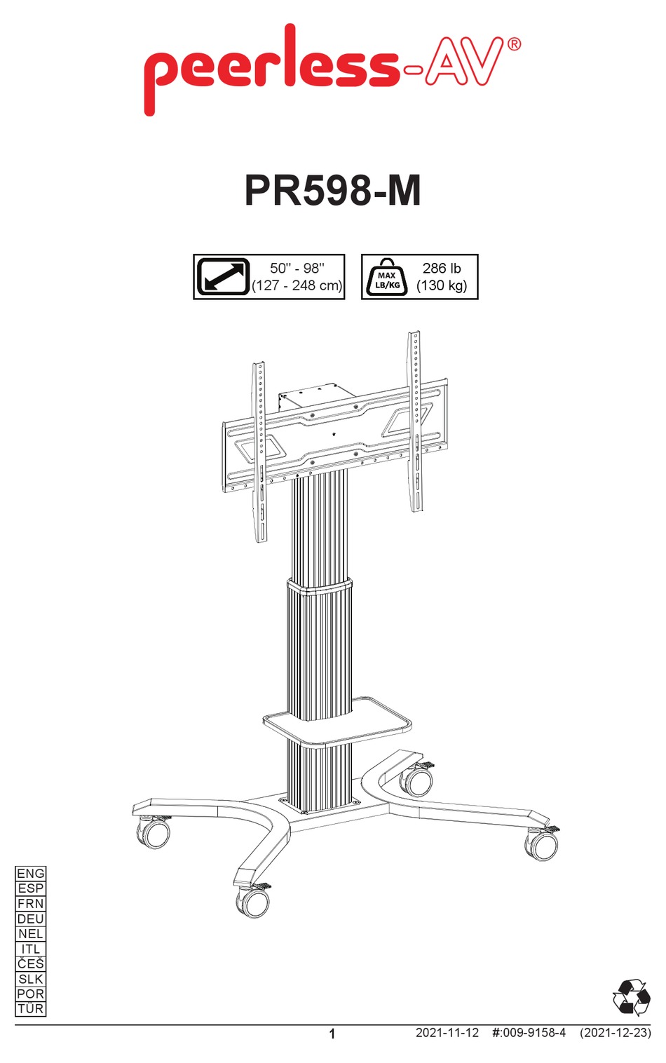 PEERLESS-AV PR598-M MANUAL Pdf Download | ManualsLib