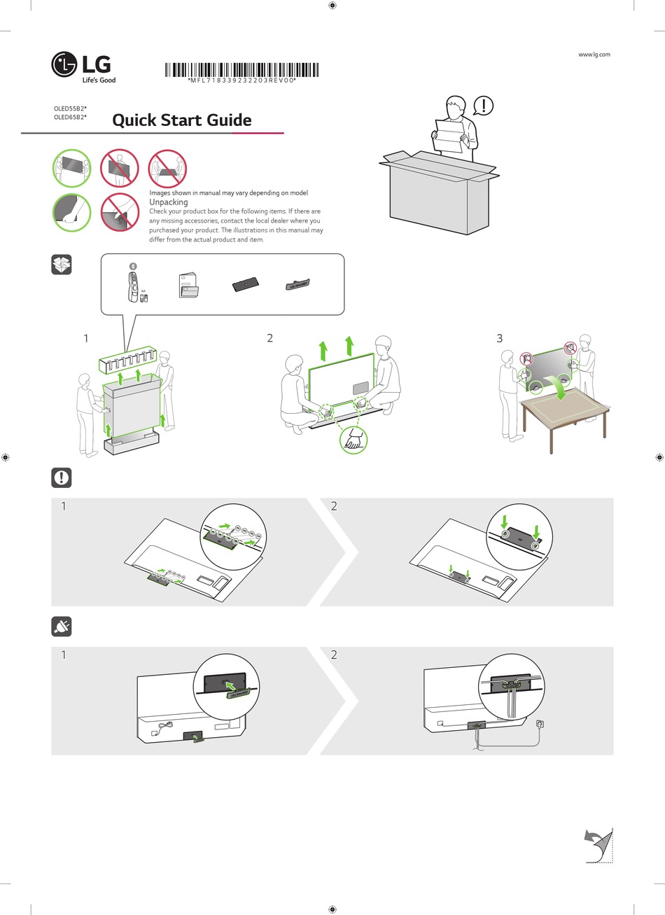 LG OLED55B2 SERIES QUICK START MANUAL Pdf Download | ManualsLib