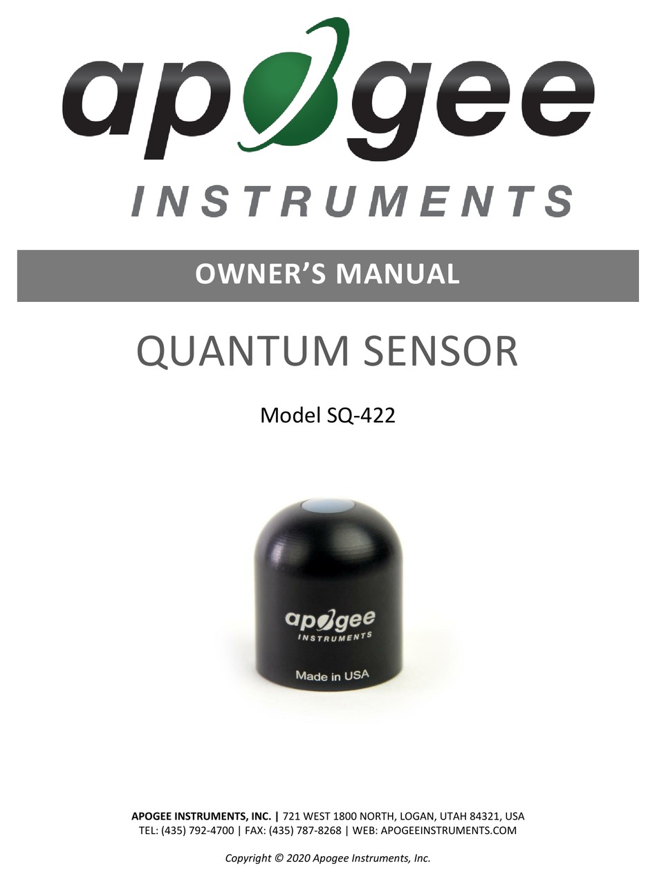 APOGEE INSTRUMENTS SQ-422 OWNER'S MANUAL Pdf Download | ManualsLib