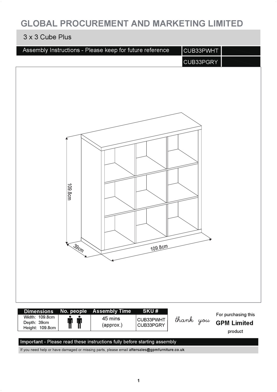 GPM CUB33PWHT ASSEMBLY INSTRUCTIONS MANUAL Pdf Download ManualsLib GPM CUB33PWHT ASSEMBLY INSTRUCTIONS MANUAL Pdf Download ManualsLib