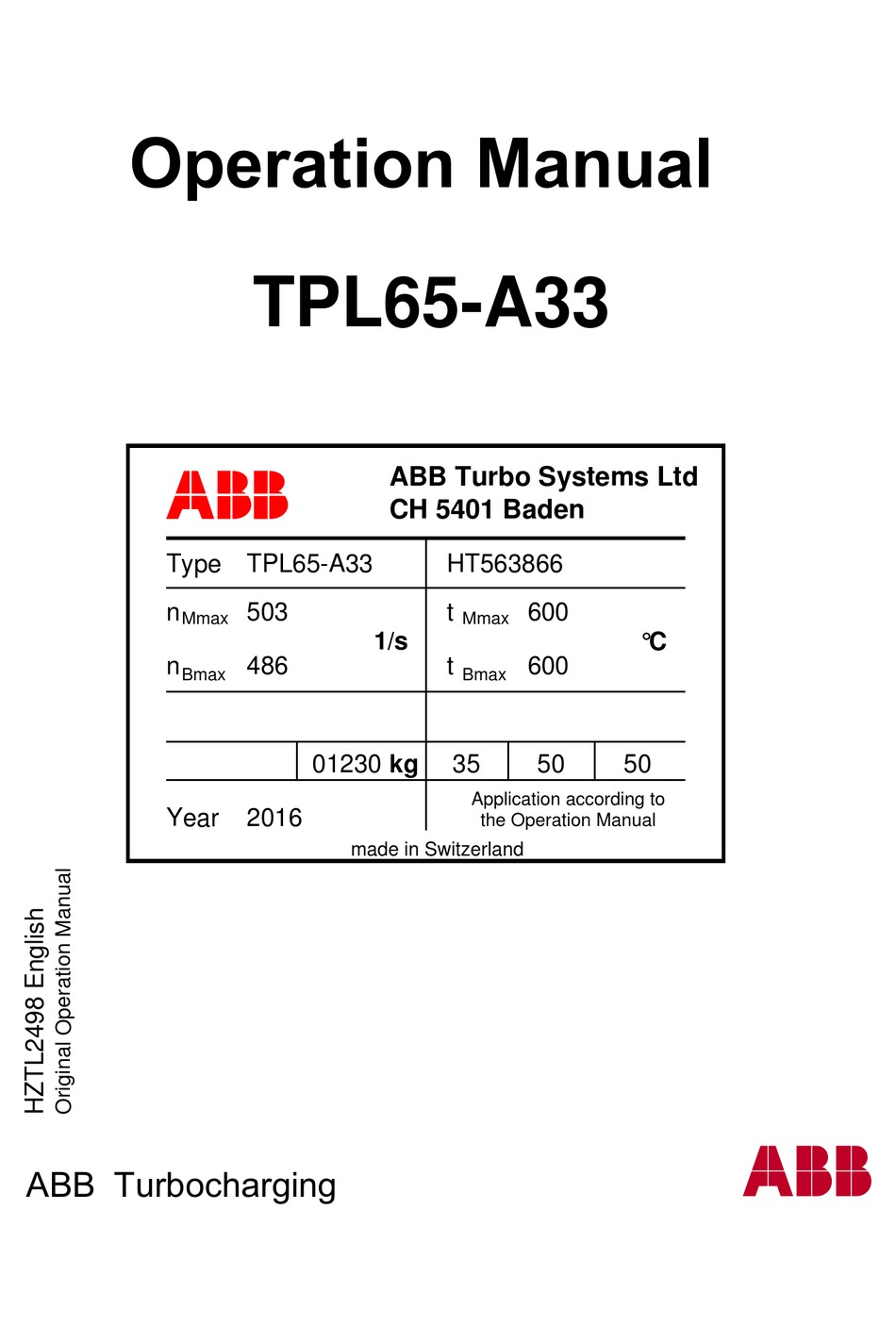 ABB HT563866 OPERATION MANUAL Pdf Download | ManualsLib