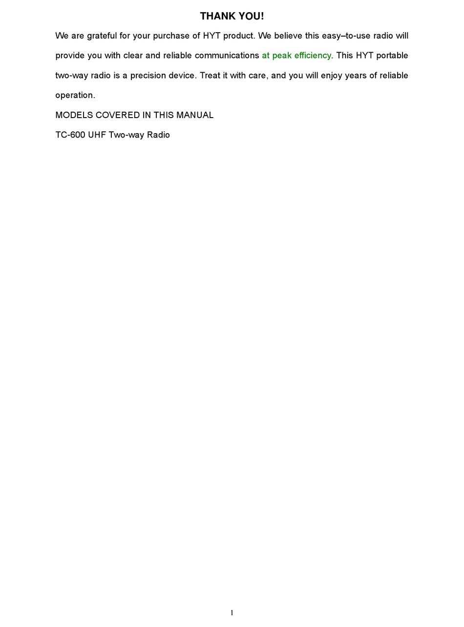 HYT TC-600 UHF MANUAL Pdf Download | ManualsLib