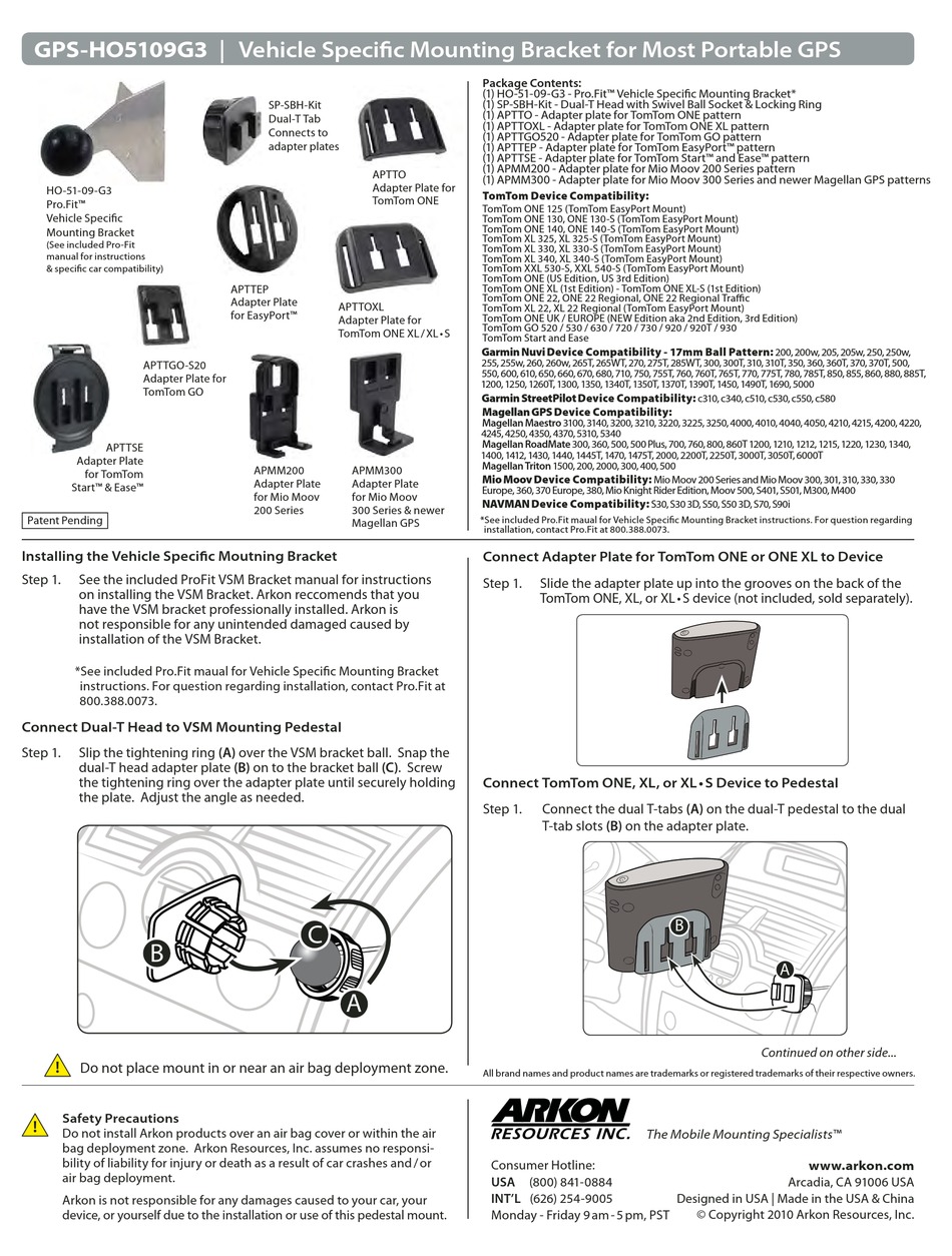 ARKON GPS-HO5109G3 QUICK START MANUAL Pdf Download | ManualsLib