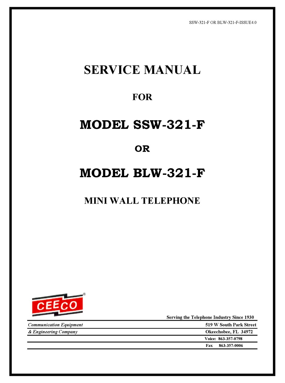 CEECO BLW-321-F SERVICE MANUAL Pdf Download | ManualsLib
