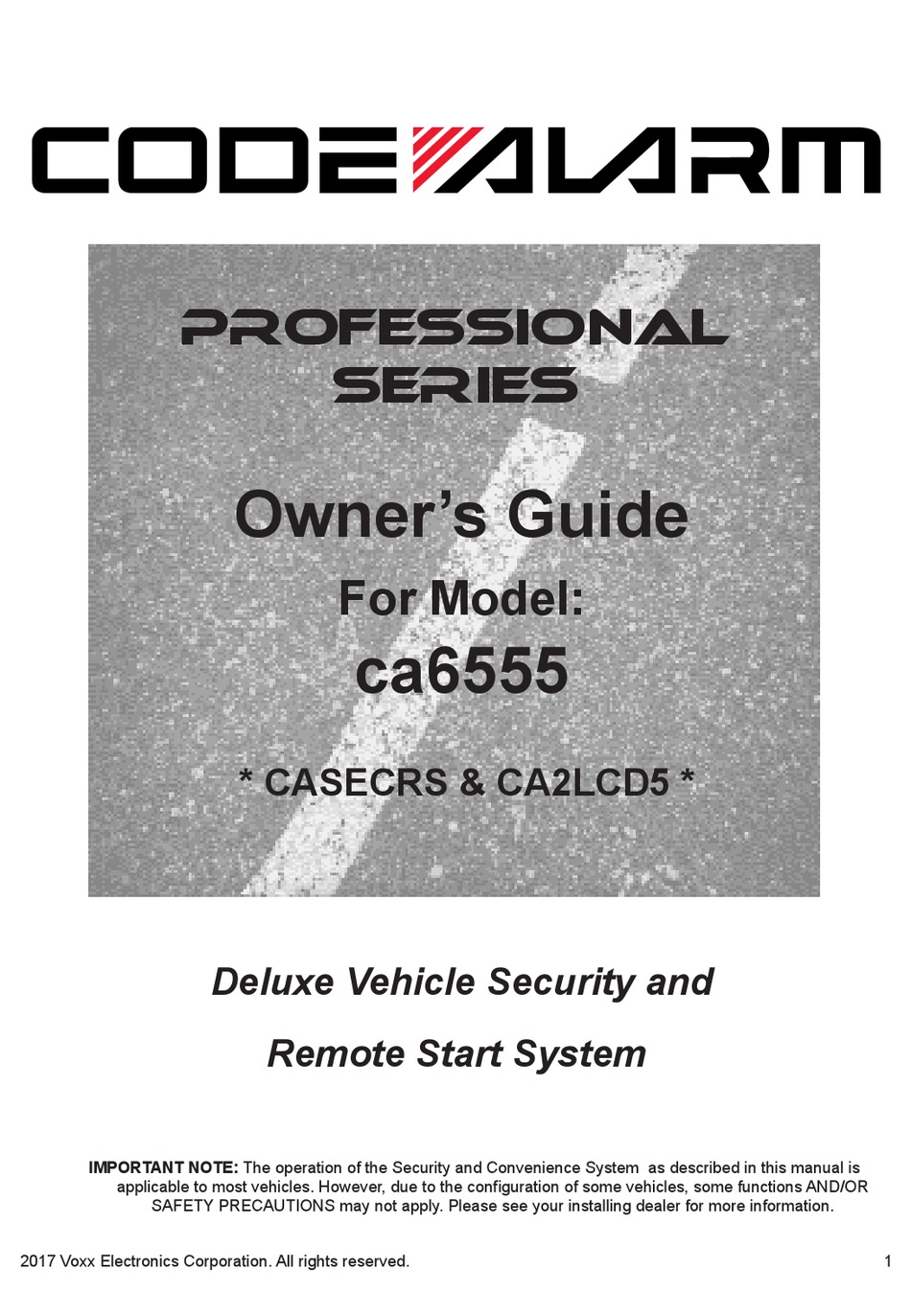 CODE ALARM PROFESSIONAL SERIES CA6555 OWNER'S MANUAL Pdf Download | ManualsLib