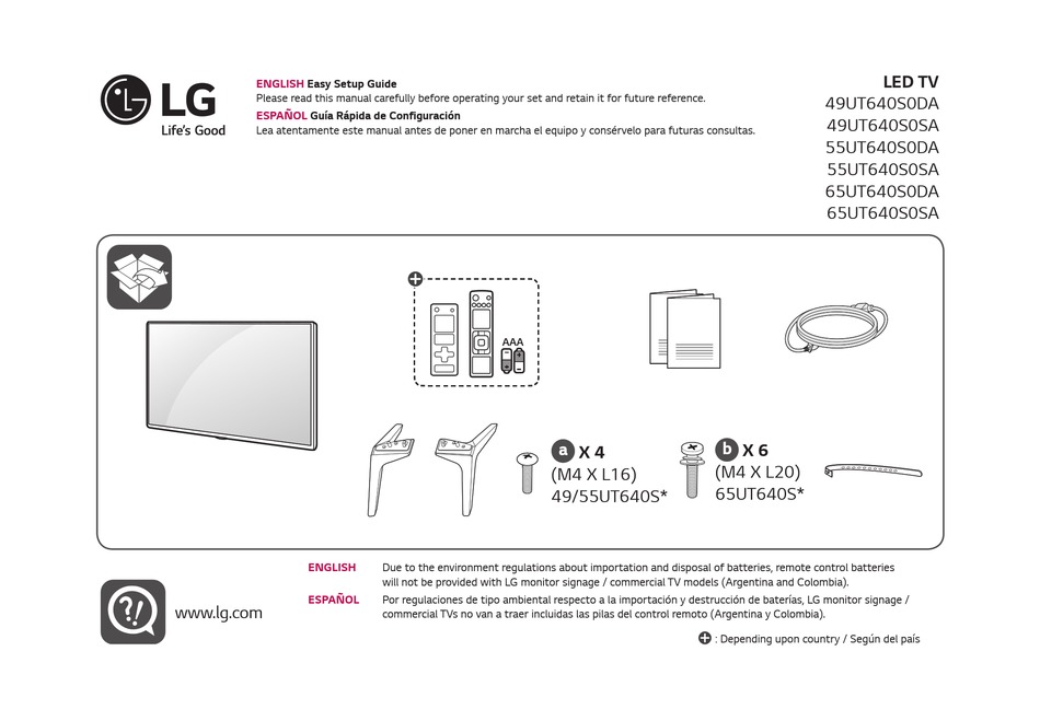 LG 49UT640S0DA EASY SETUP MANUAL Pdf Download | ManualsLib