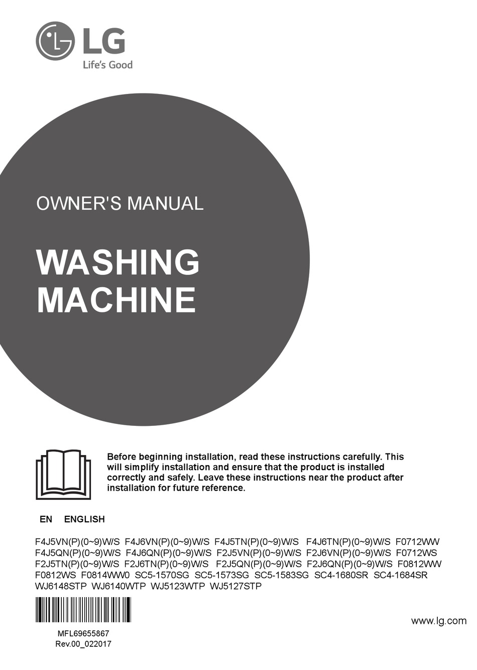 LG F4J5VN(P)(0~9)W/S OWNER'S MANUAL Pdf Download | ManualsLib