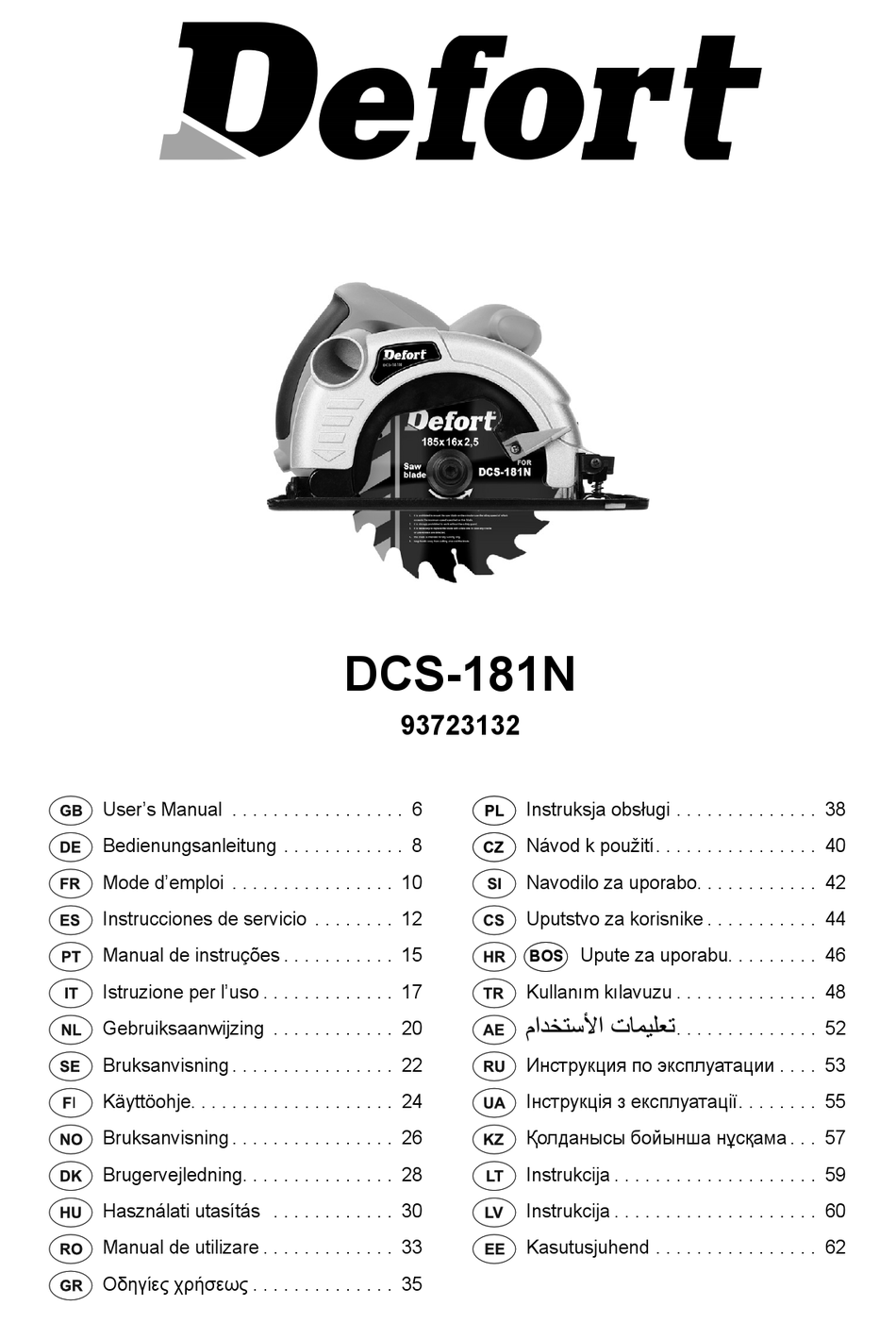 DEFORT DCS-181N USER MANUAL Pdf Download | ManualsLib