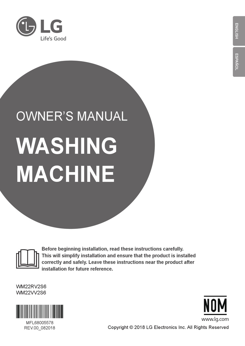 LG WM22RV2S6 OWNER'S MANUAL Pdf Download | ManualsLib