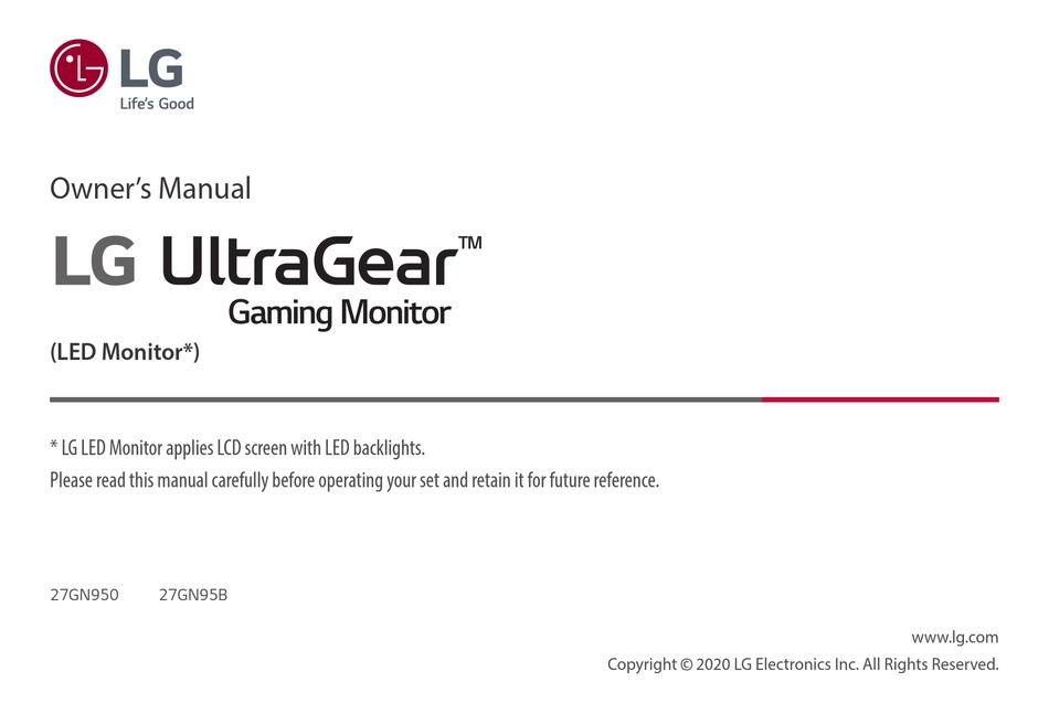 LG ULTRAGEAR 27GN95B OWNER'S MANUAL Pdf Download | ManualsLib