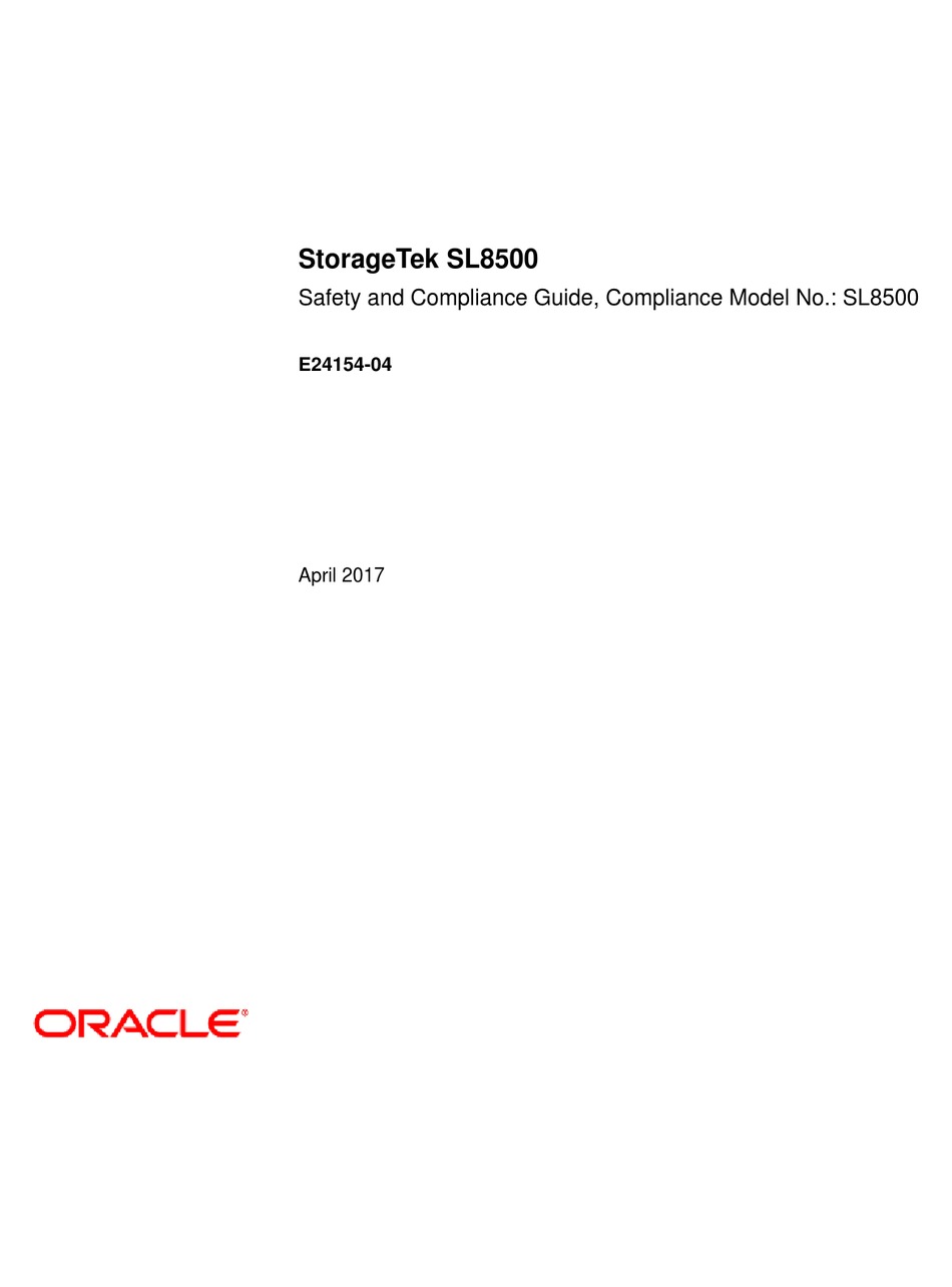 ORACLE STORAGETEK SL8500 SAFETY AND COMPLIANCE MANUAL Pdf Download ...