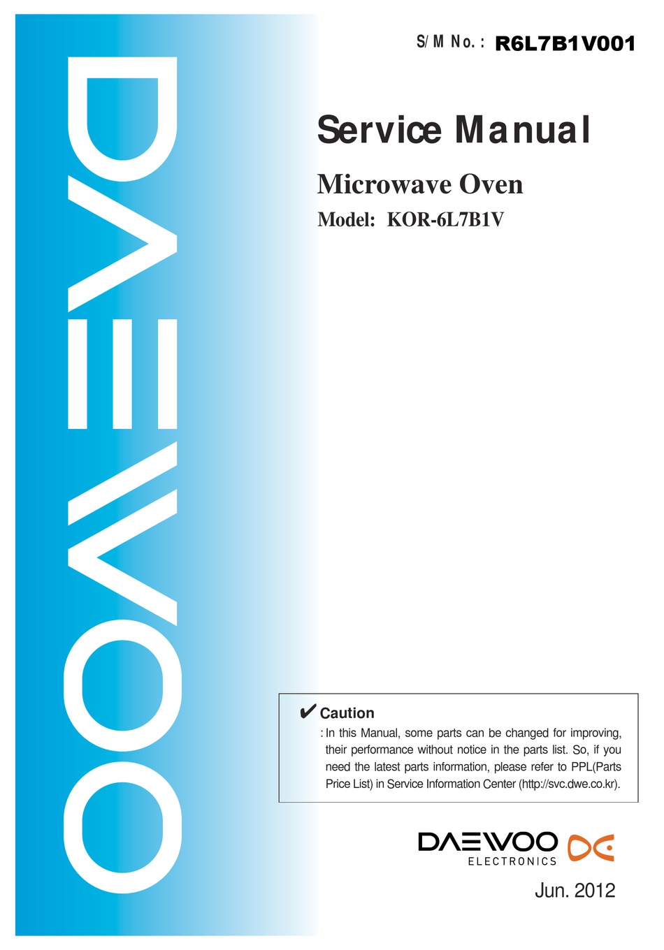 DAEWOO KOR-6L7B1V SERVICE MANUAL Pdf Download | ManualsLib